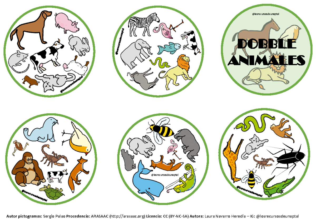Dobble Animales - juego para la atención y concentración - Terapia ...
