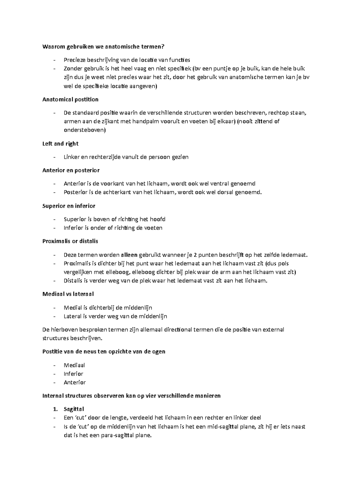 Nomenclatuur - Waarom gebruiken we anatomische termen? Precieze ...