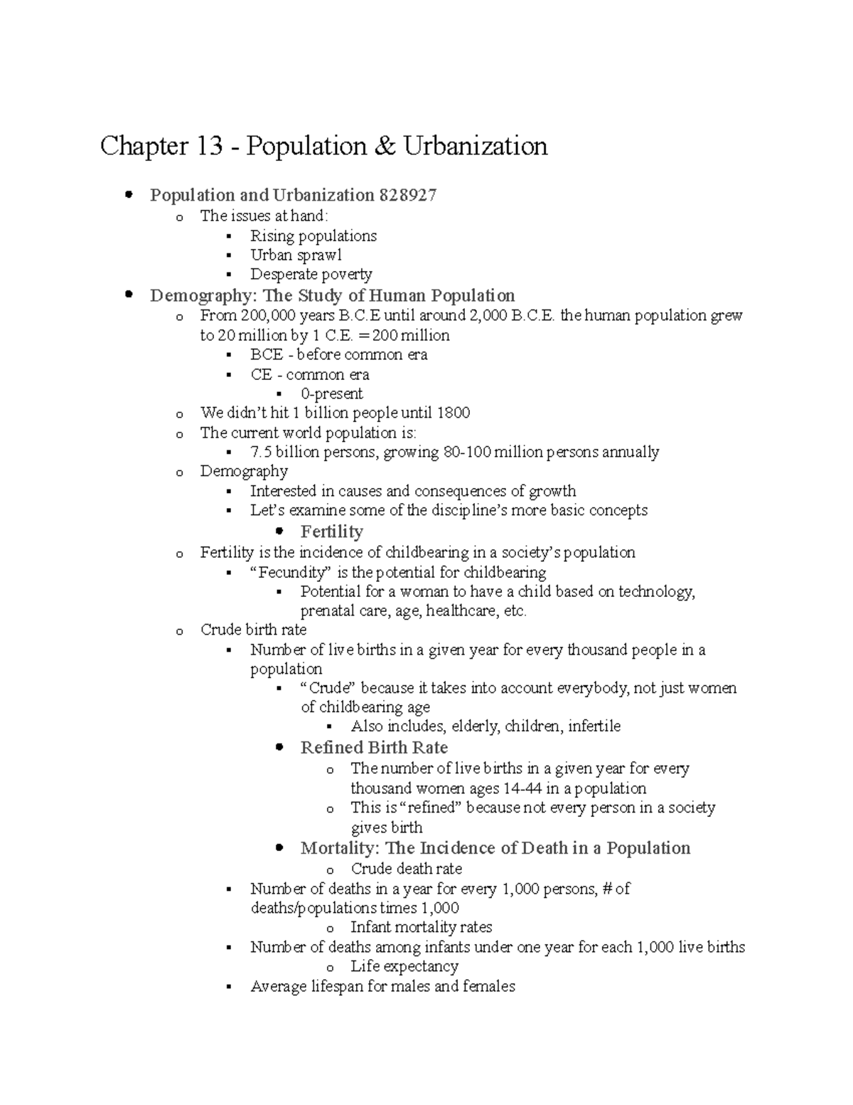 Population and Urbanization 13 - C until around 2,000 B.C. the human ...
