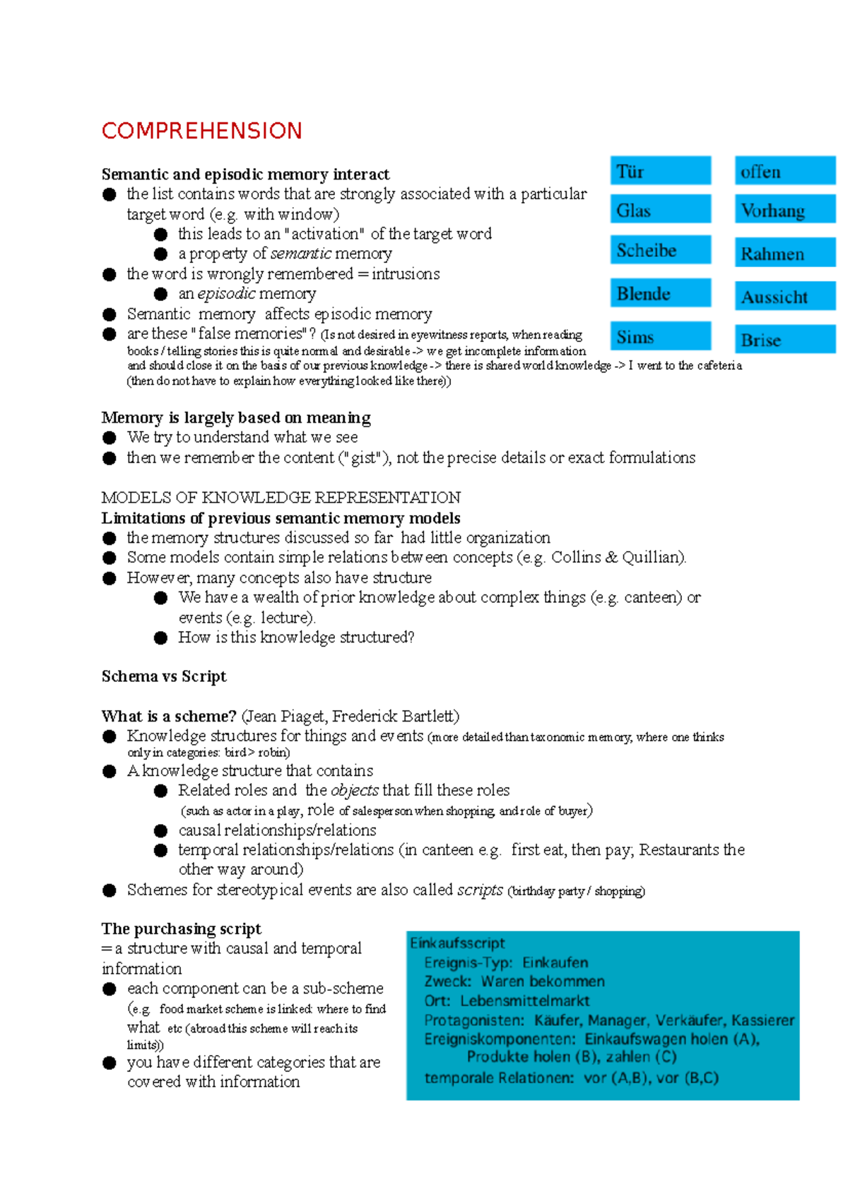 Comprehension and understanding problems - COMPREHENSION Semantic and ...