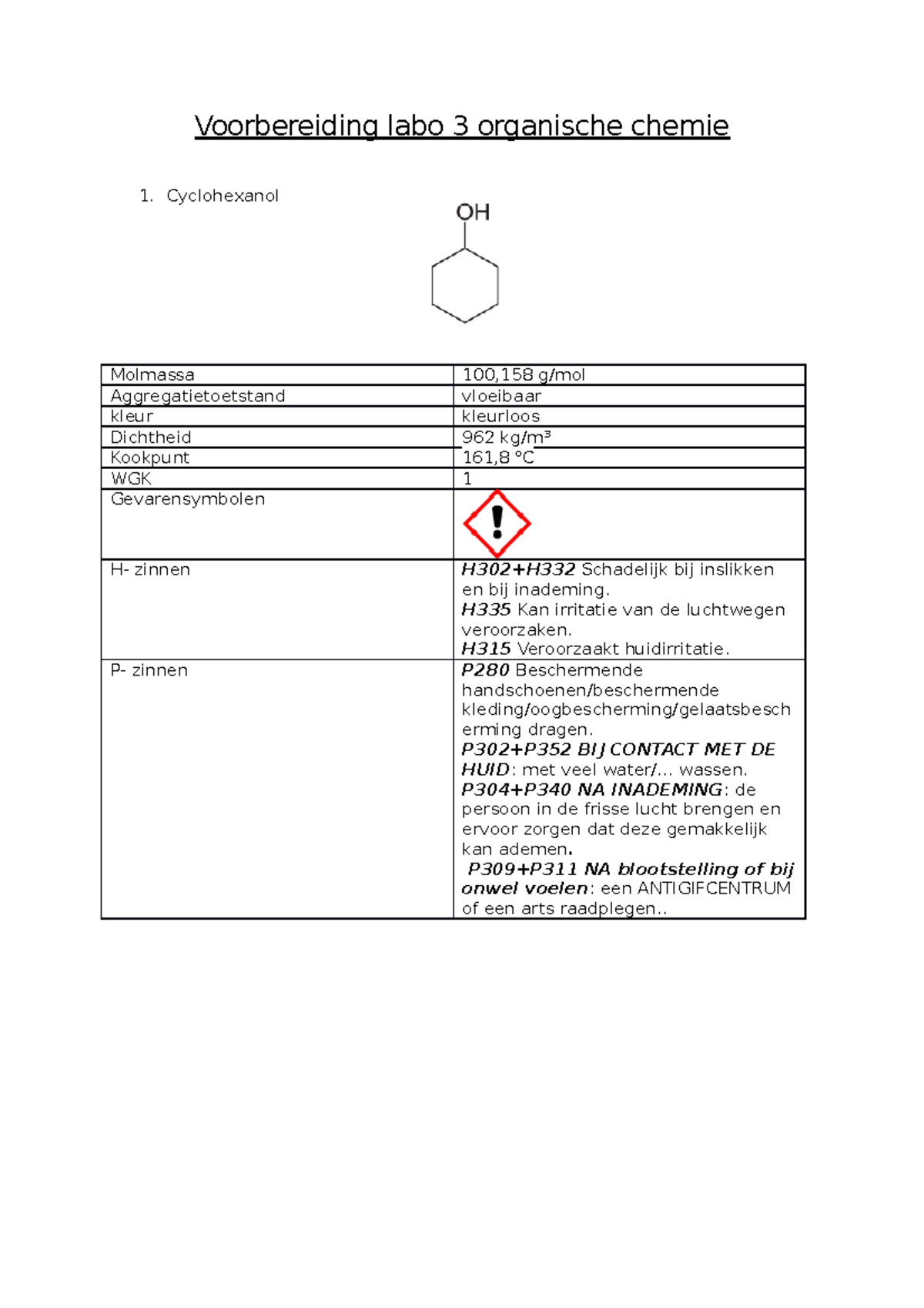 Voorbereiding labo 3 organische chemie - Voorbereiding labo 3 ...