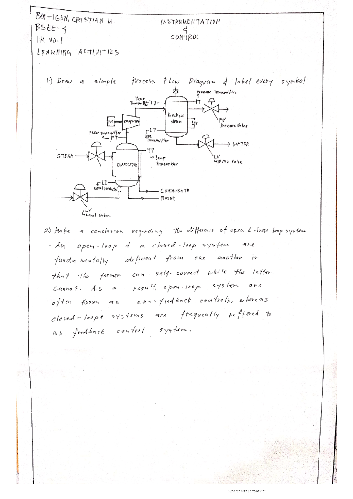 Instru M1 - Answers - Electrical Engineering - NVSU - Studocu