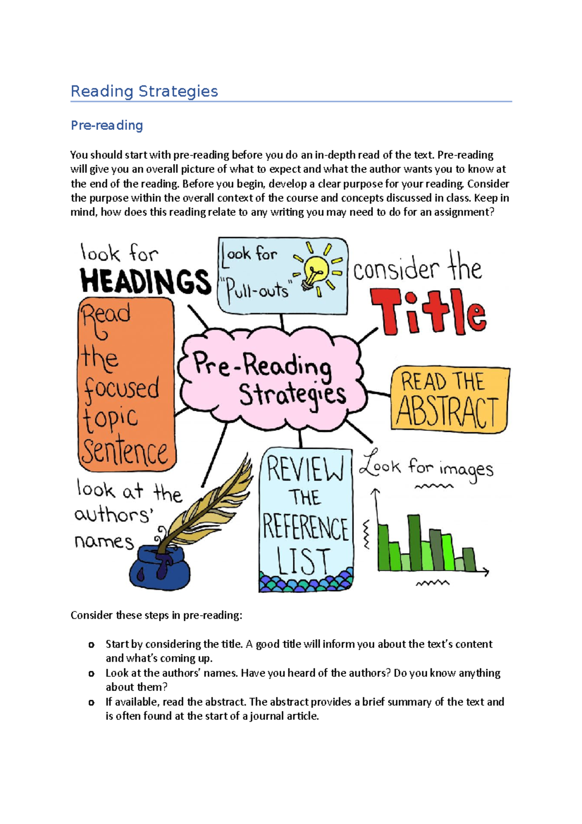 Reading Strategies - Reading Strategies Pre-reading You should start ...
