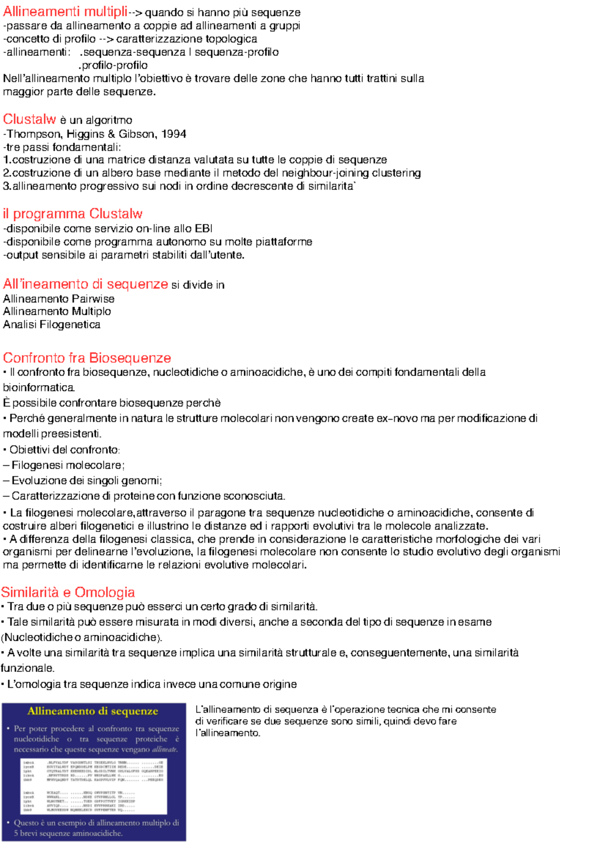 LEZ. 3 Cannataro - Appunti lezioni bioinformatica - Allineamenti ...