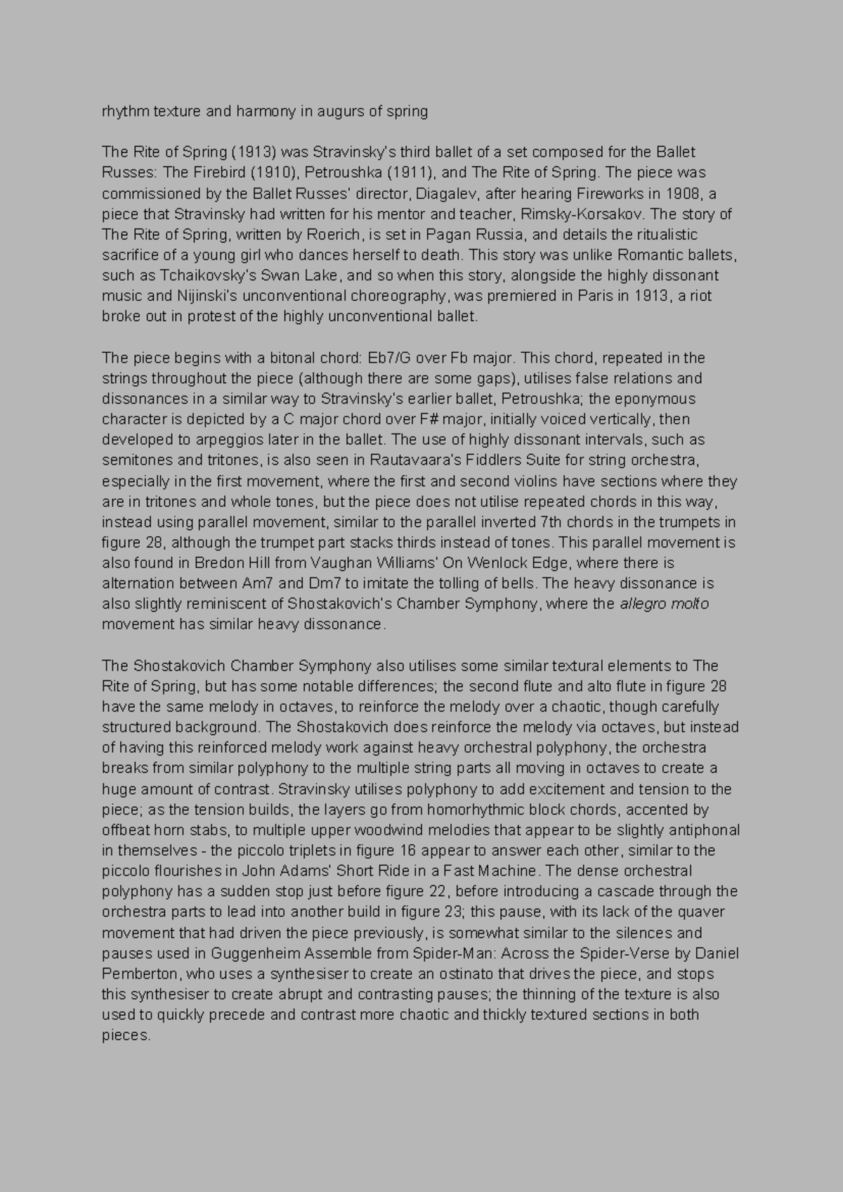 Rhythm, texture, and harmony in The Augurs of Spring - Rite of Spring ...