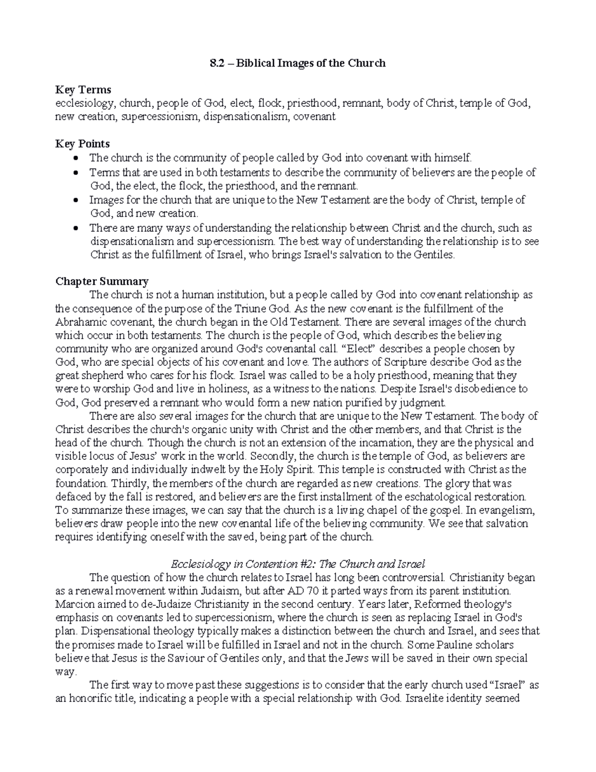 The church images - An introduction to the study of theology notes for ...