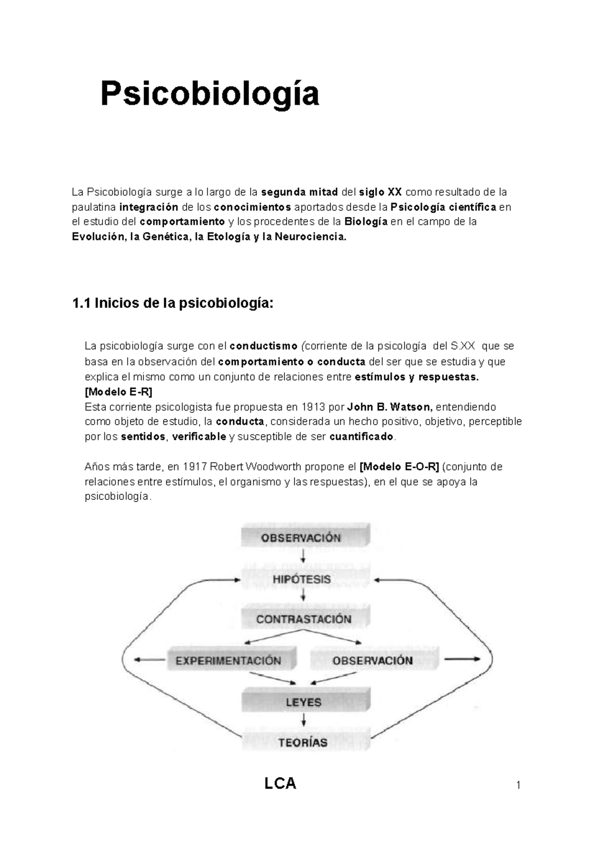 Psicobiologia tema 1 y2 - Psicobiología La Psicobiología surge a lo ...