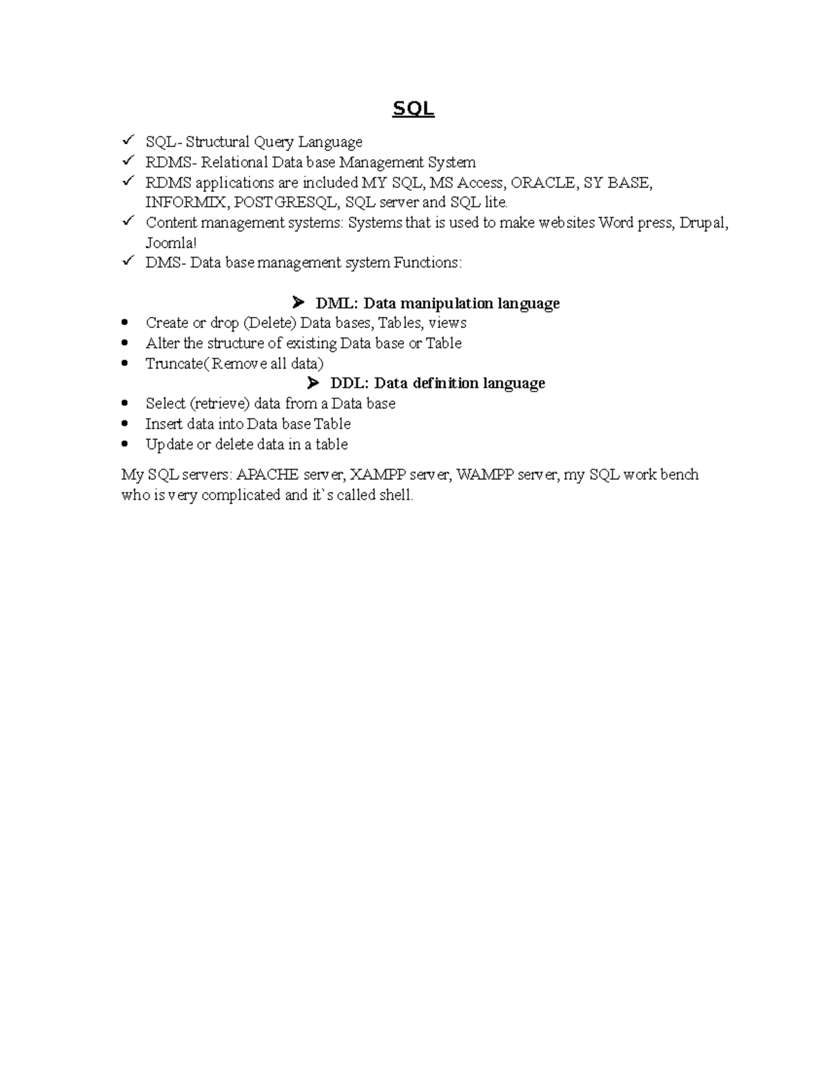 SQL From Zero to Hero - SQL SQL- Structural Query Language RDMS- Relational Data base Management ...