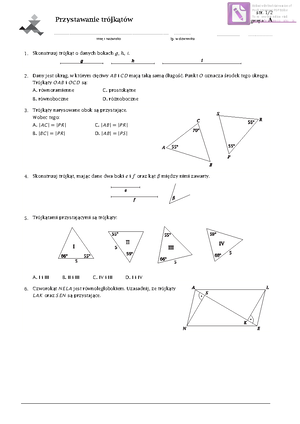 Kl.7 Sprawdzian Figury geometryczne - Figury geometryczne - Studocu