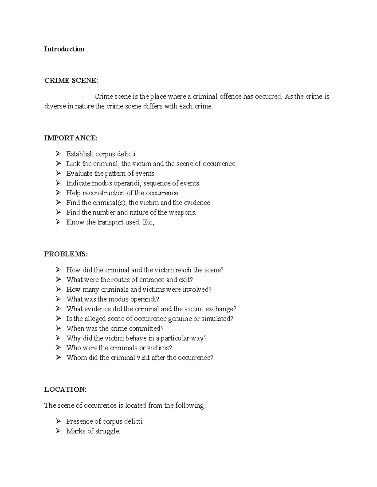 Practical 1 (Processing of Indoor crime scene) - Introduction CRIME ...