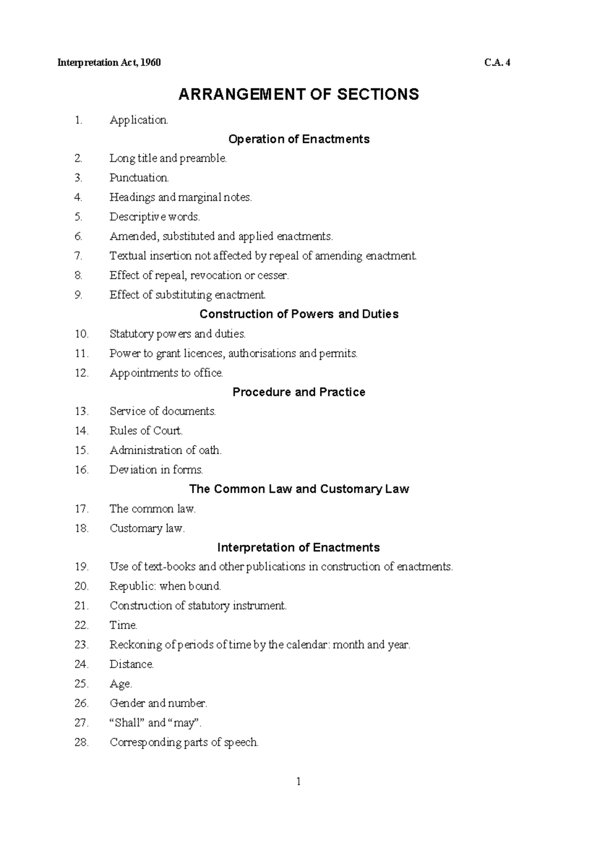 Interpretation act 1960 - ARRANGEMENT OF SECTIONS Application ...