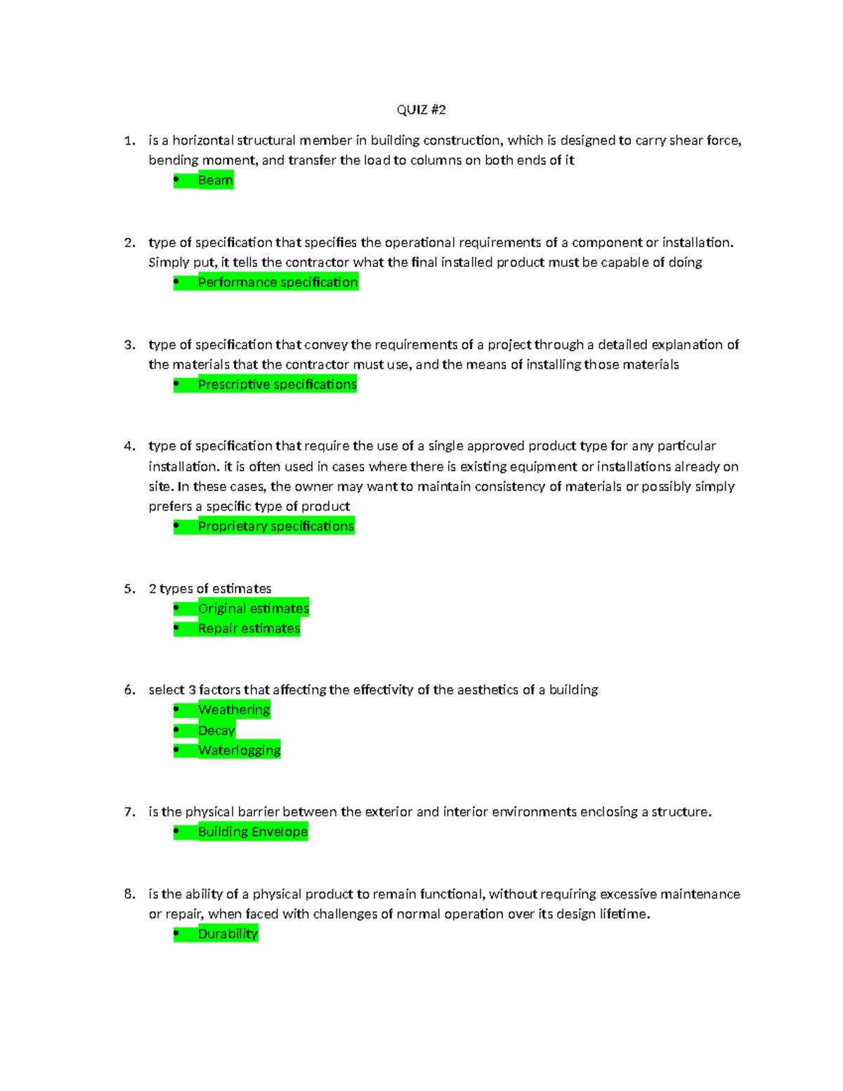 CE322 Reviewer - QUIZ 1. is a horizontal structural member in building ...