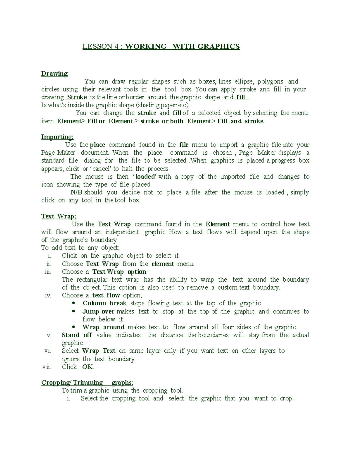 Lesson 4 Working WITH Graphics - LESSON 4 : WORKING WITH GRAPHICS ...