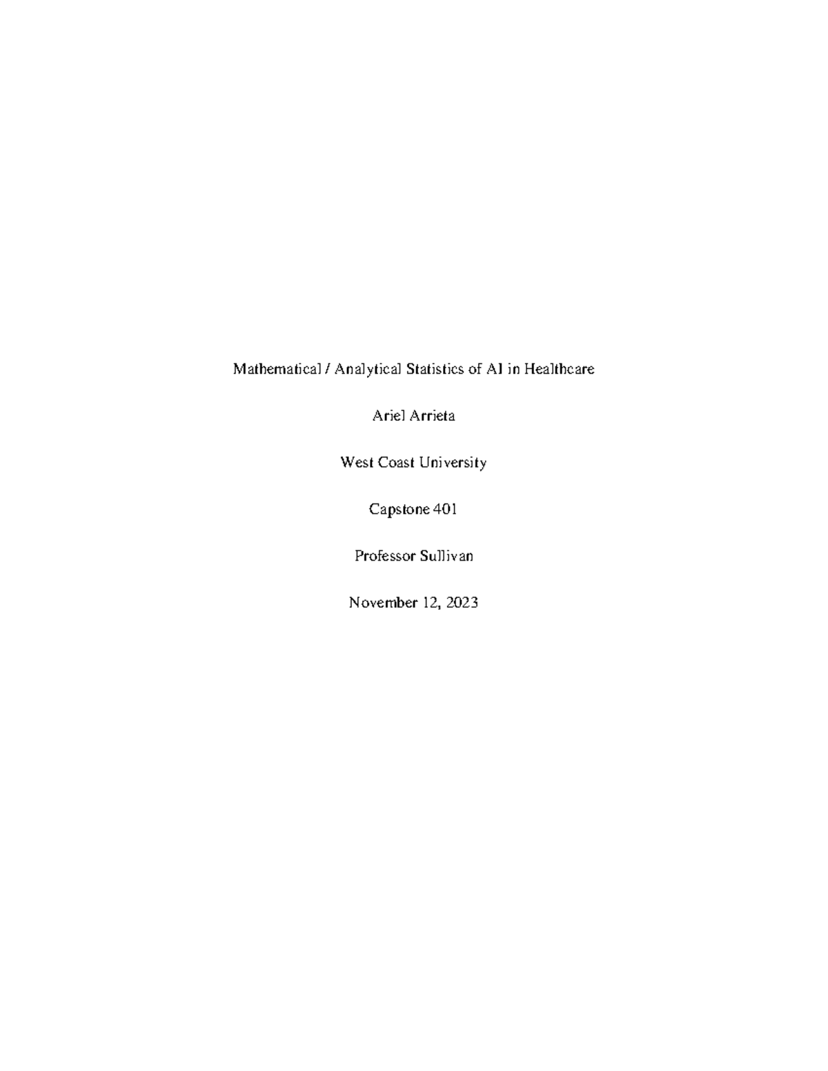 Week 2 CAPS Paper - informative essay - Mathematical / Analytical ...