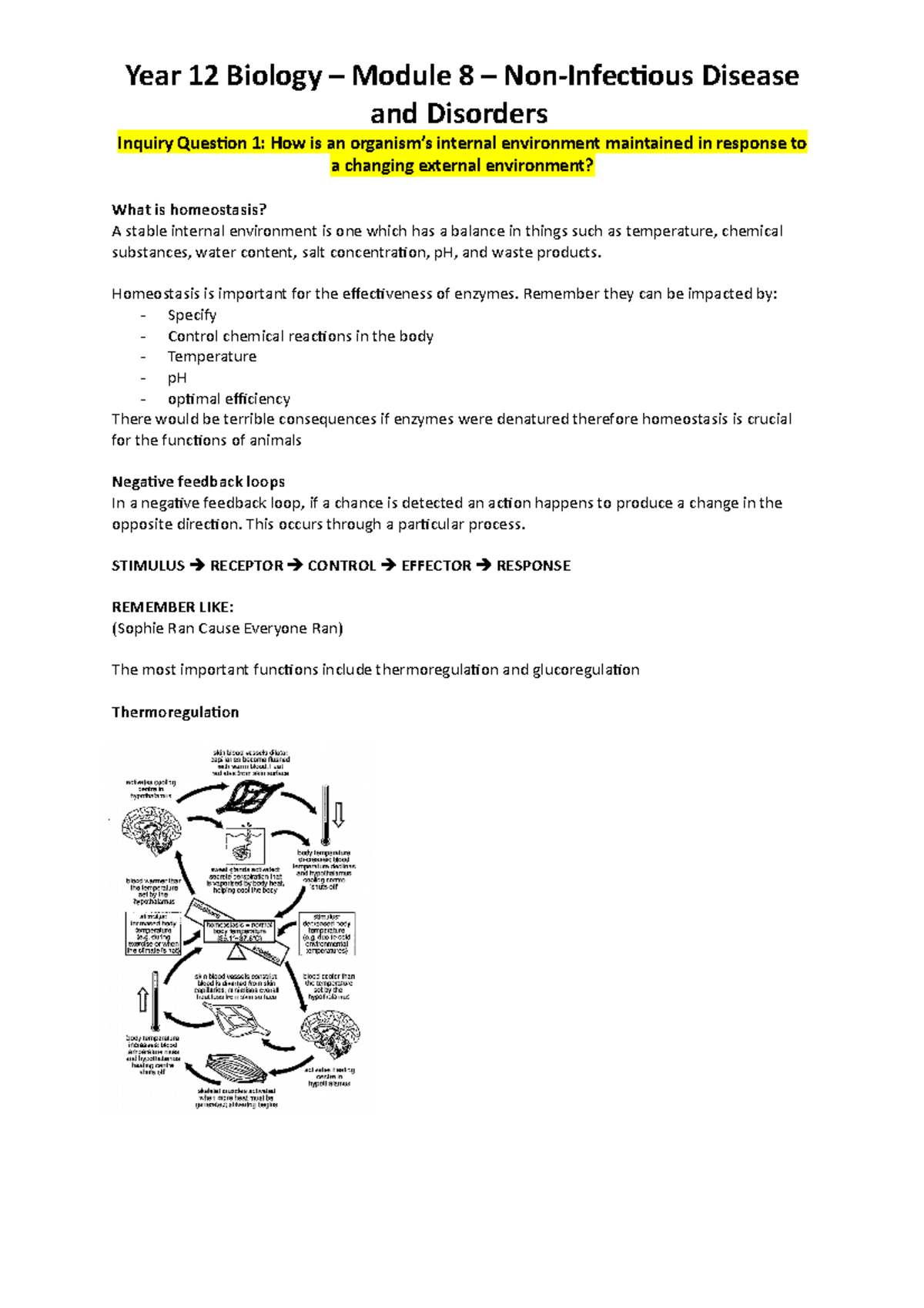 Year 12 Biology - Module 8 - Non-Infectious Disese and Disorders ...