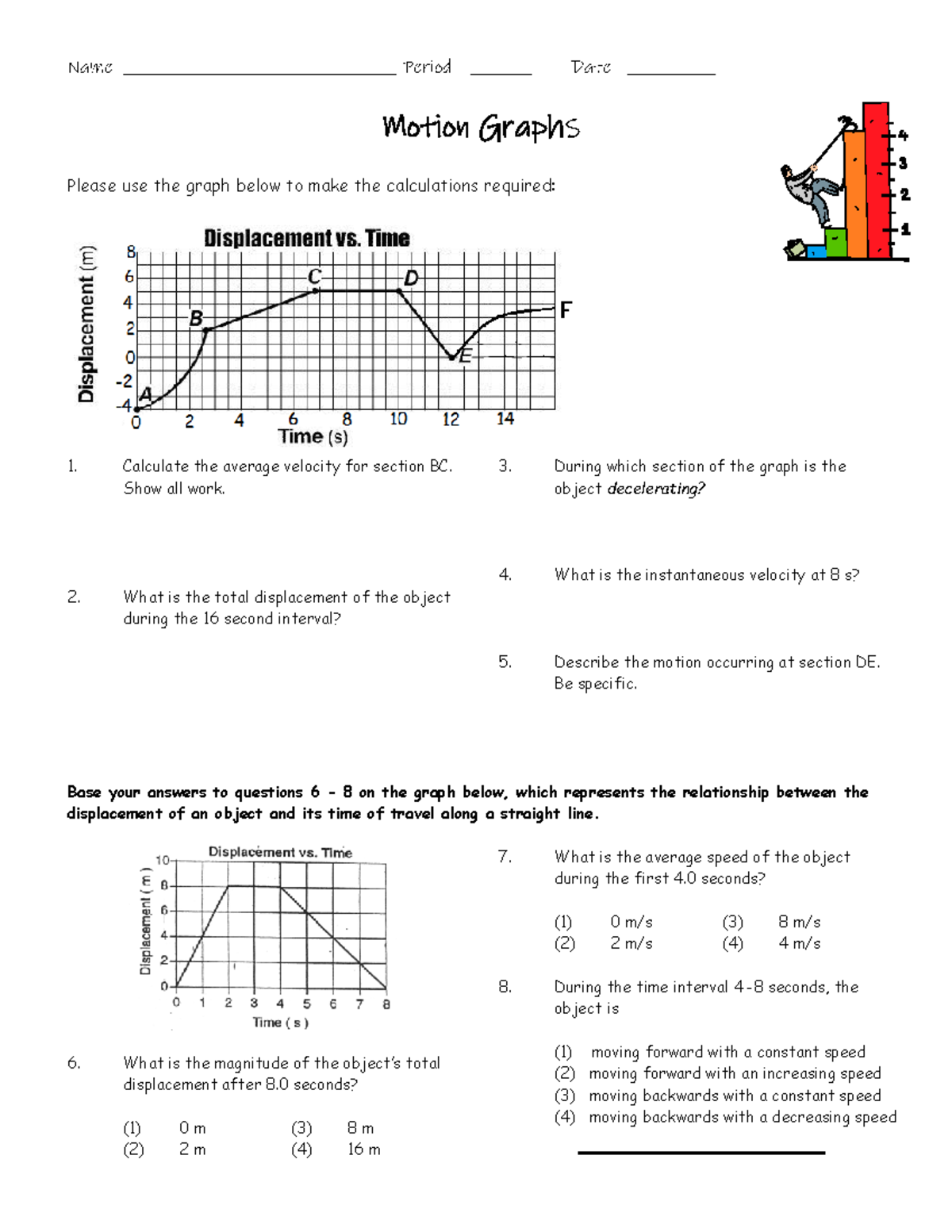 Motion Graphs - Name _______________________________ Period _______ Date __________ Motion ...