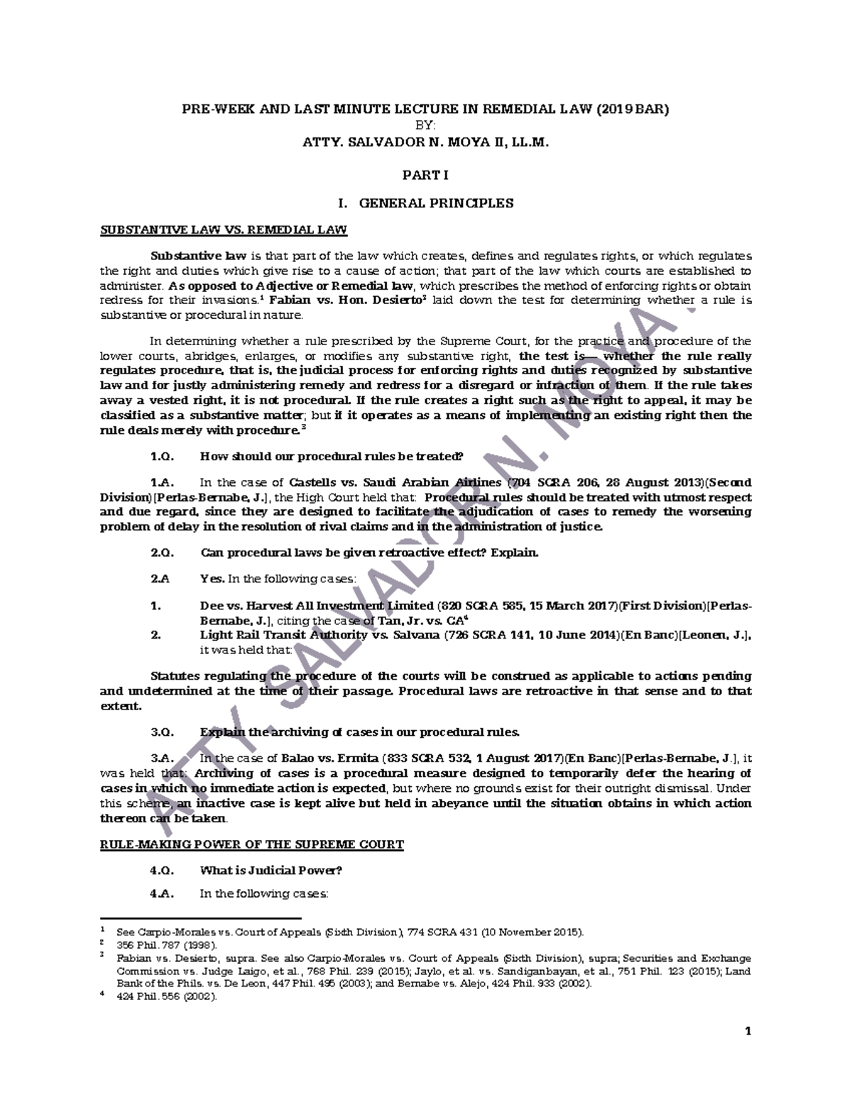 Civil Procedure REM Part1 Moya 2019 - 1 PRE-WEEK AND LAST MINUTE ...