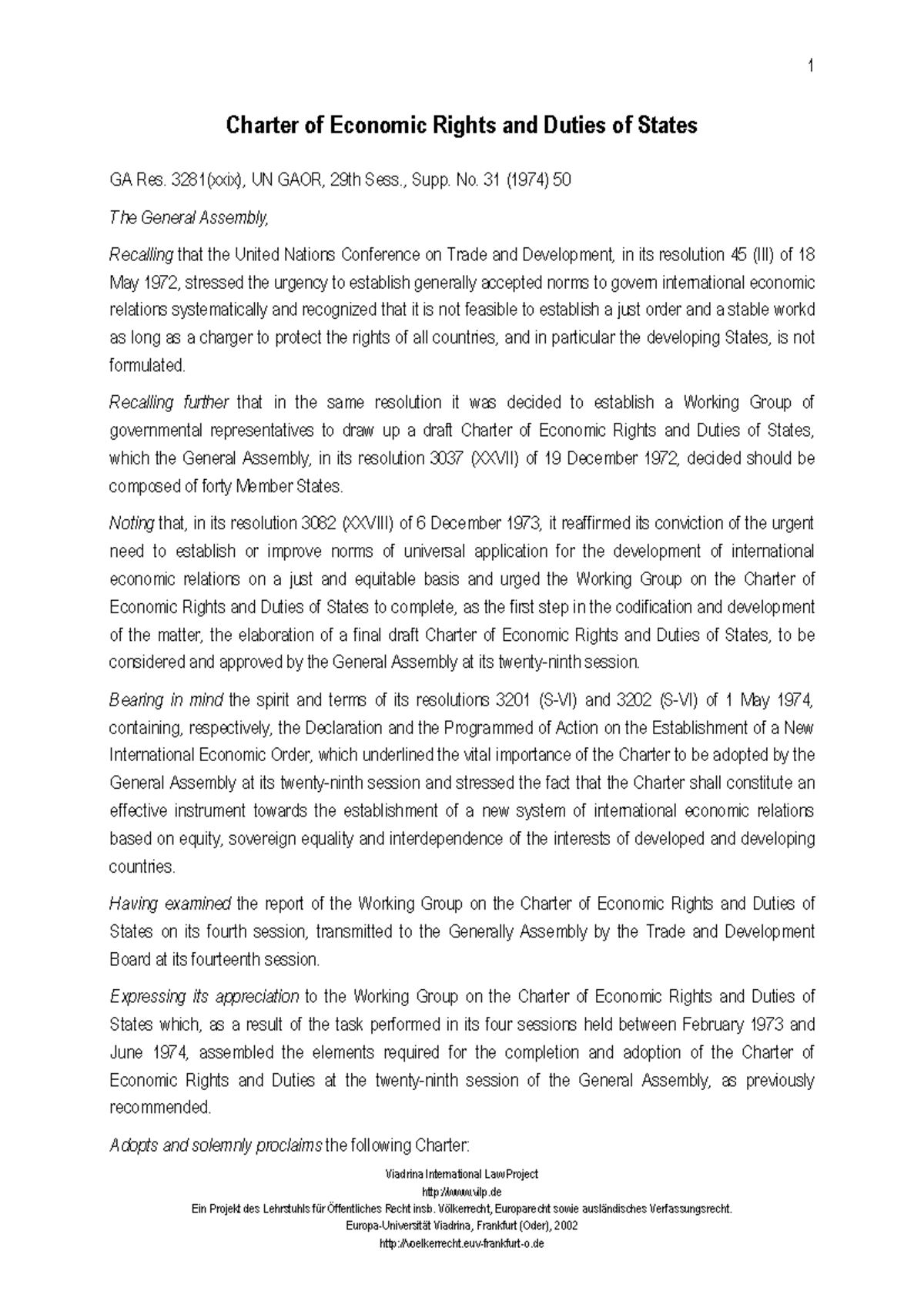 Charter of Economic Rights and Duties of States Eng - Viadrina ...