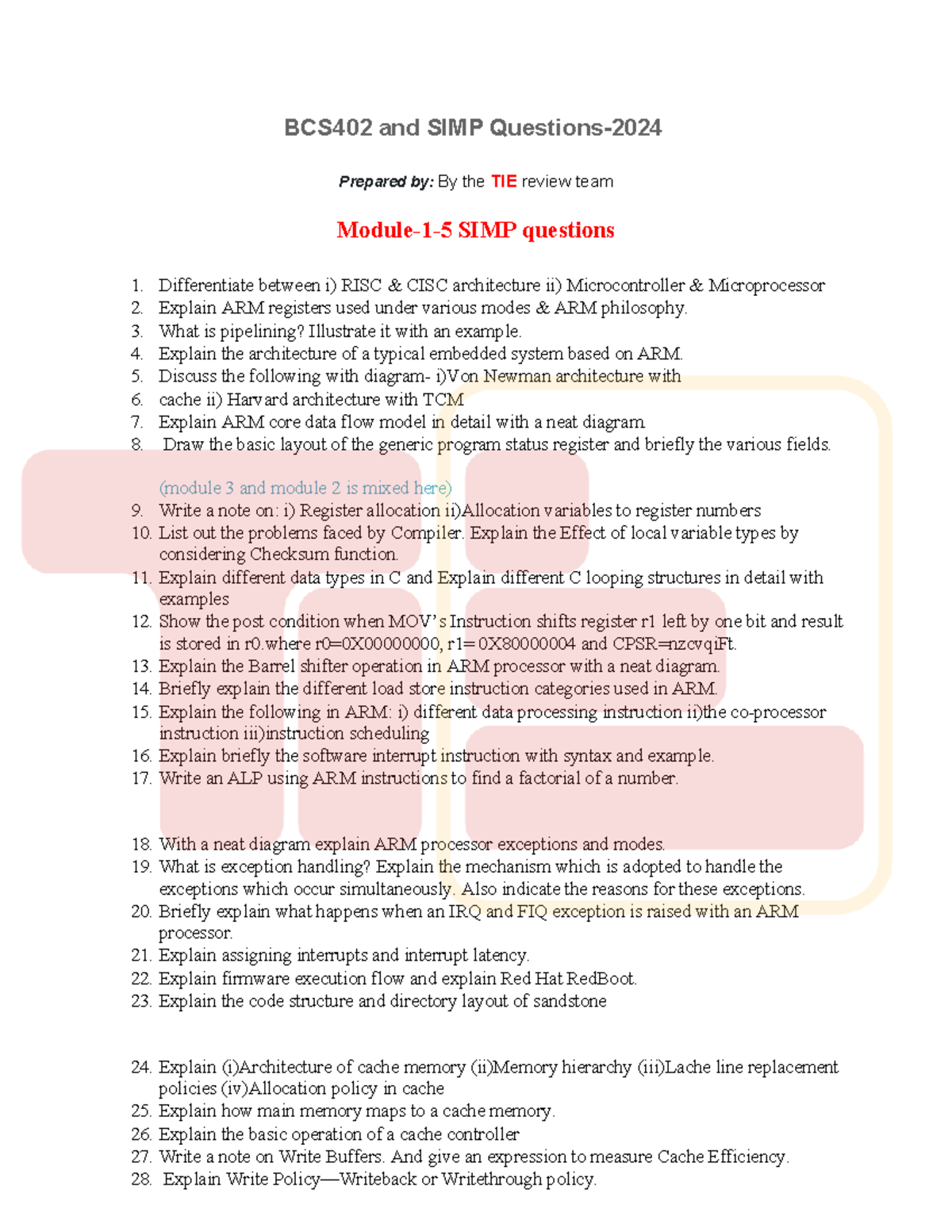 BCS402 SIMP - Imp - BCS402 and SIMP Questions- Prepared by: By the TIE ...