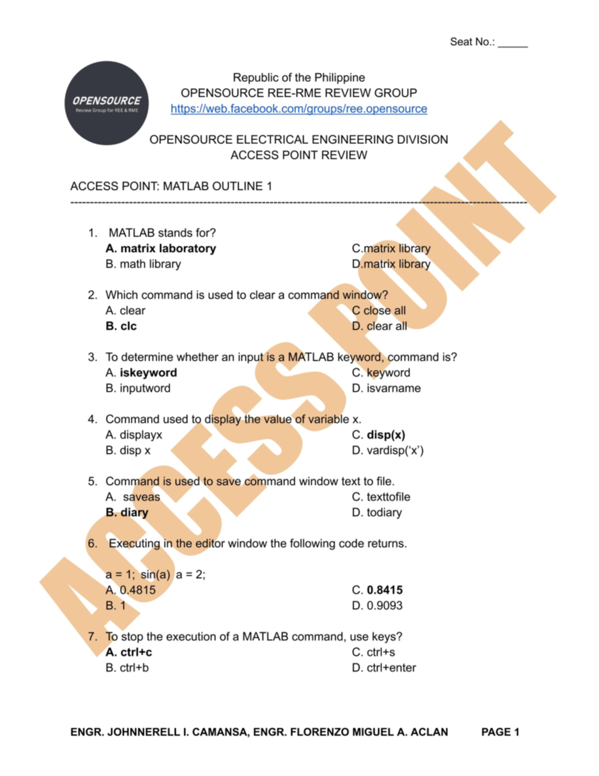 Matlab- Outline-1 2 - Bachelor of Science in Electrical Engineering ...