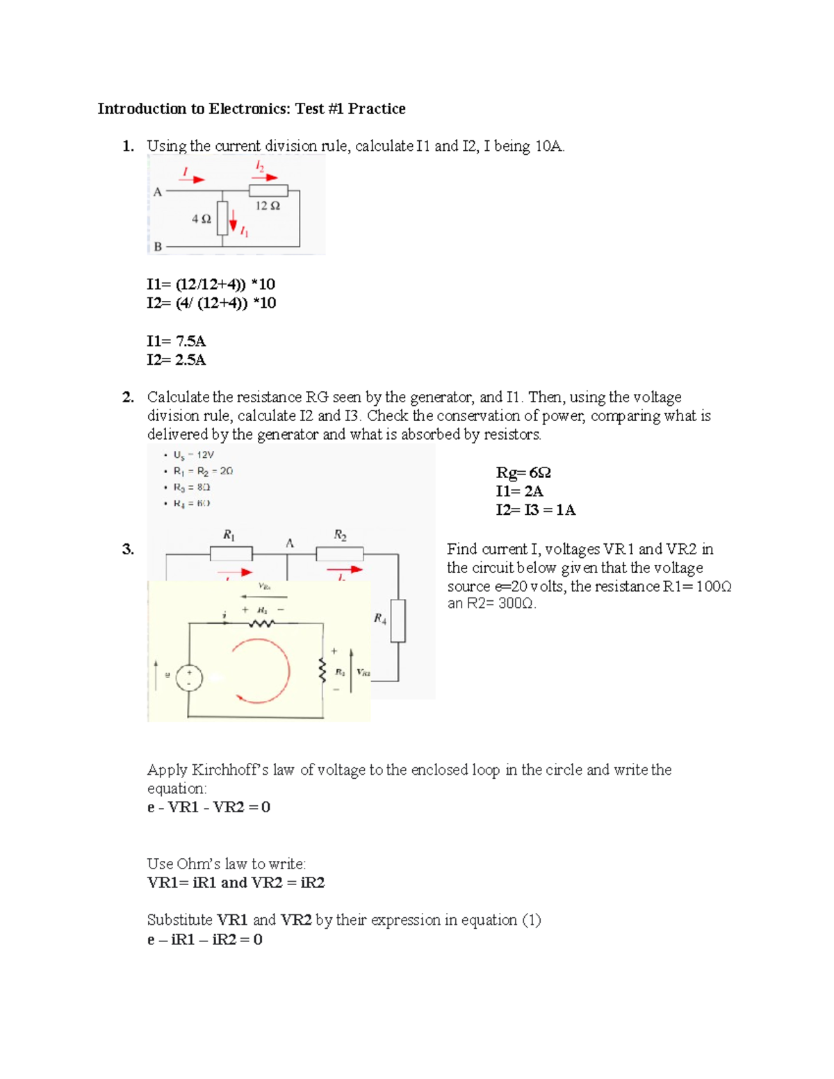 EET1082 Exam #1 Practice - Introduction to Electronics: Test #1 ...