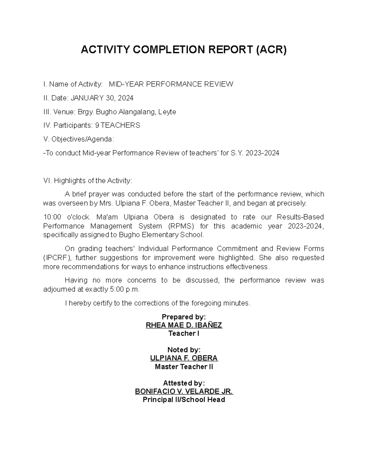 ACR- Midyear- Review - A sample Accomplishment report on Catch-up ...