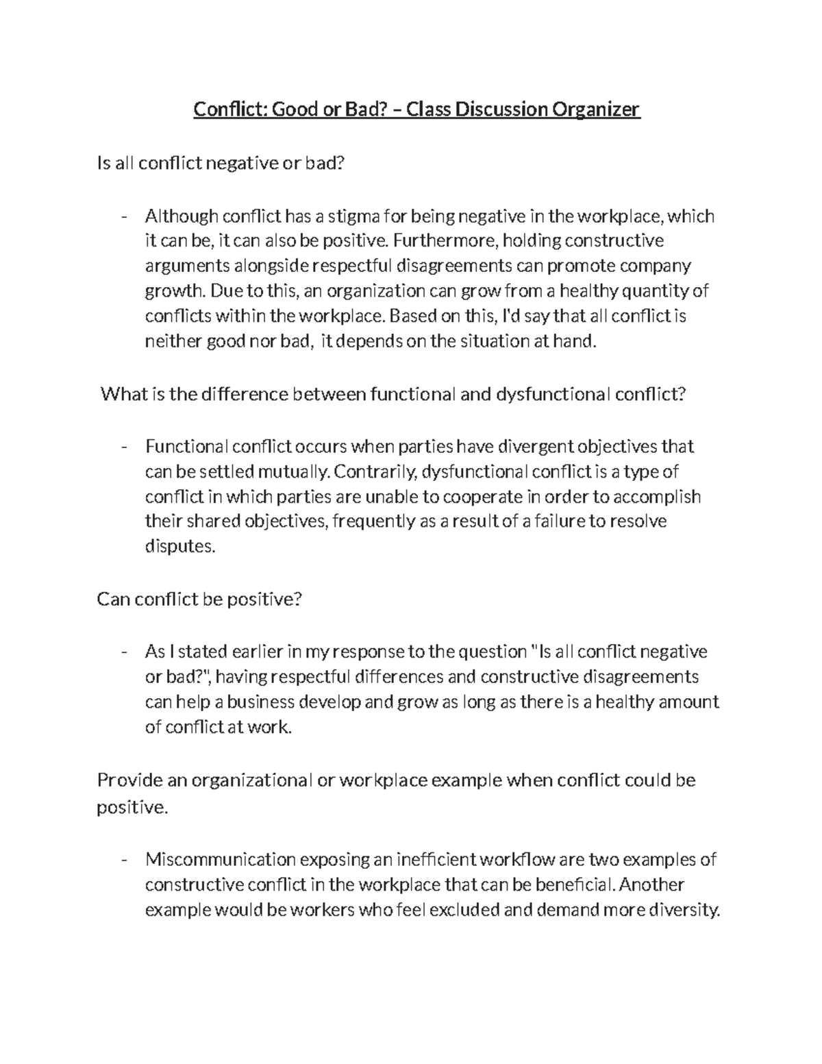 Conflict Good or Bad - Furthermore, holding constructive arguments ...
