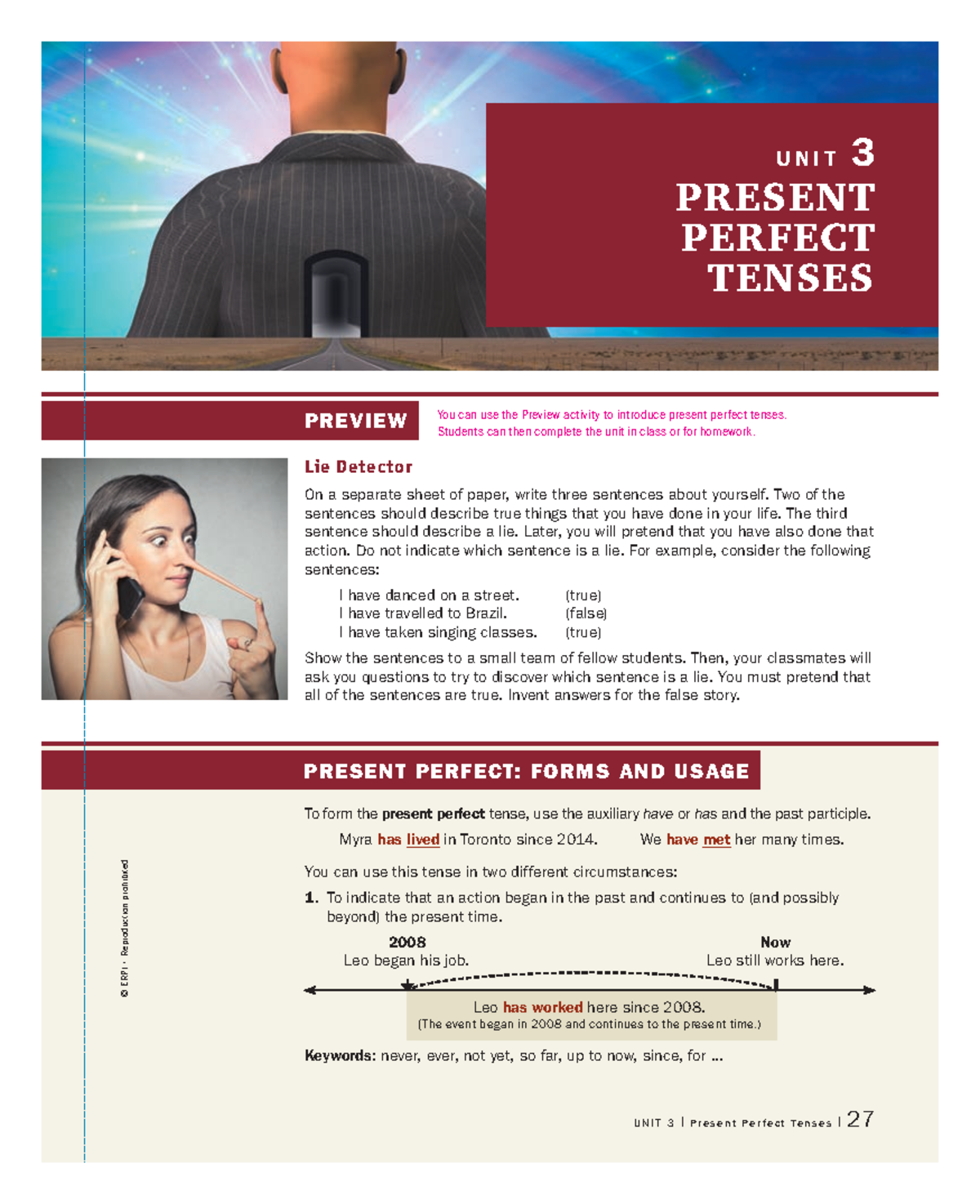 Unit 3 english - U N I T 3 PRESENT PERFECT TENSES PREVIEW ####### Lie ...