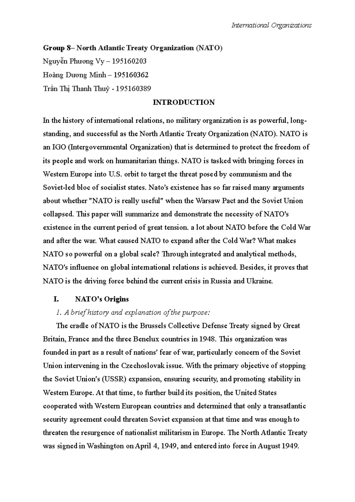 NATO-assignment - ádág à a á ád - Group 8– North Atlantic Treaty ...
