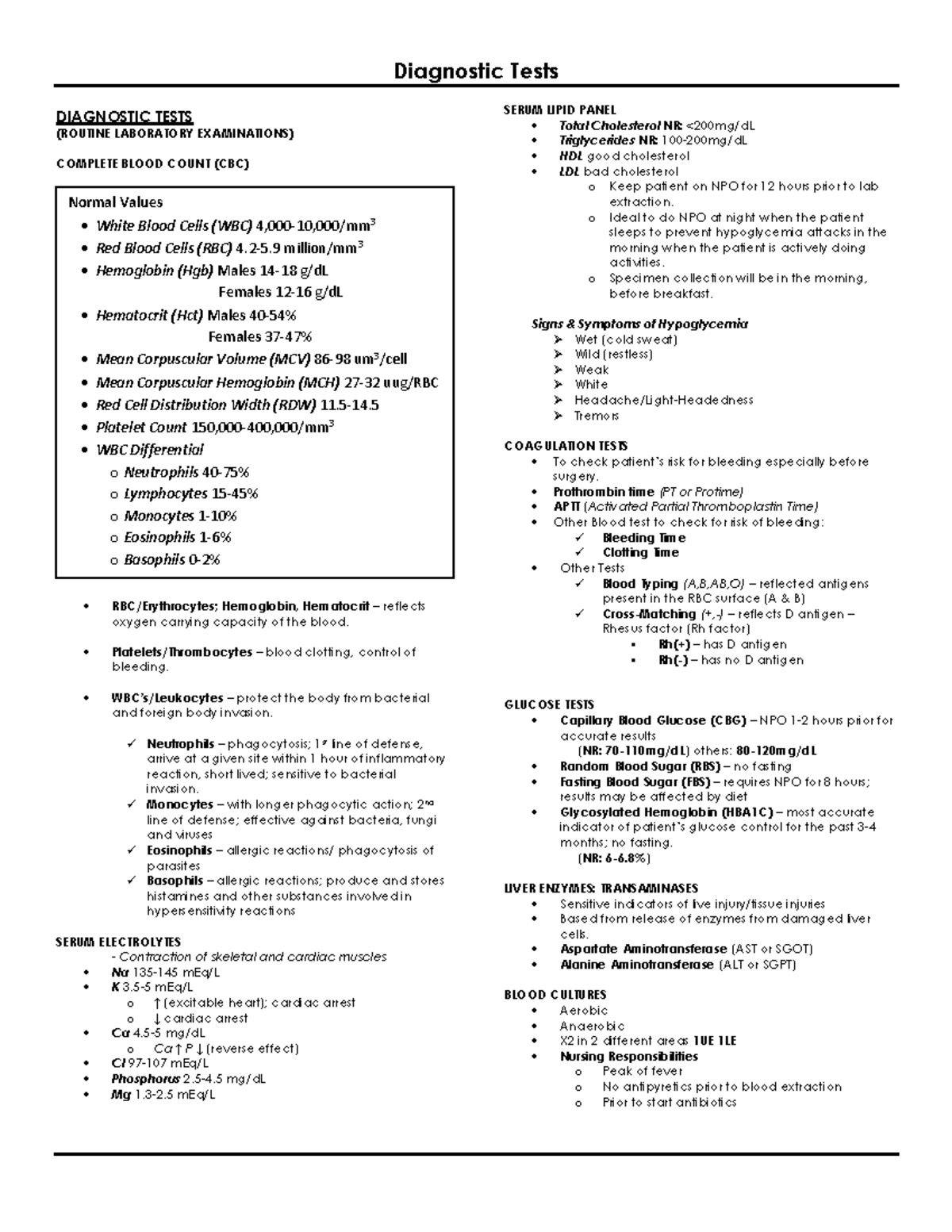 Diagnostic-Tests - Diagnostic-Tests - Diagnostic Tests DIAGNOSTIC TESTS ...