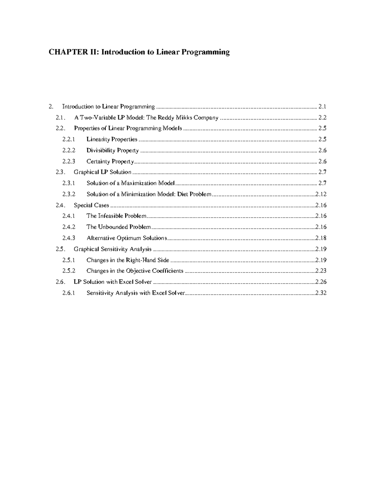 Chapter II - CHAPTER II: Introduction to Linear Programming Introduction to Linear Programming 2 ...