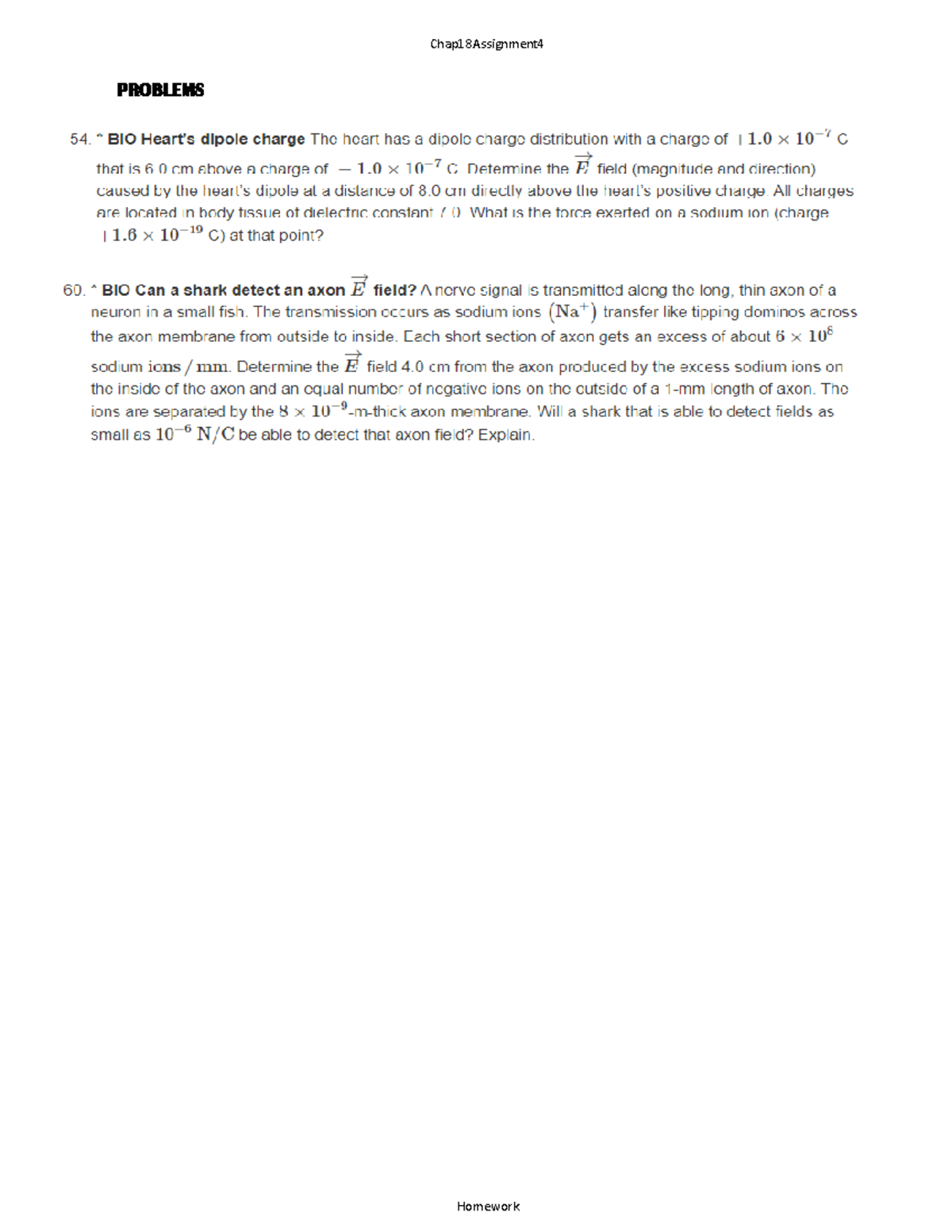 Chap18Assignment 4 - Chapter 18 homework assignment 4 - Chap18Assignment PROBLEMS Homework ...