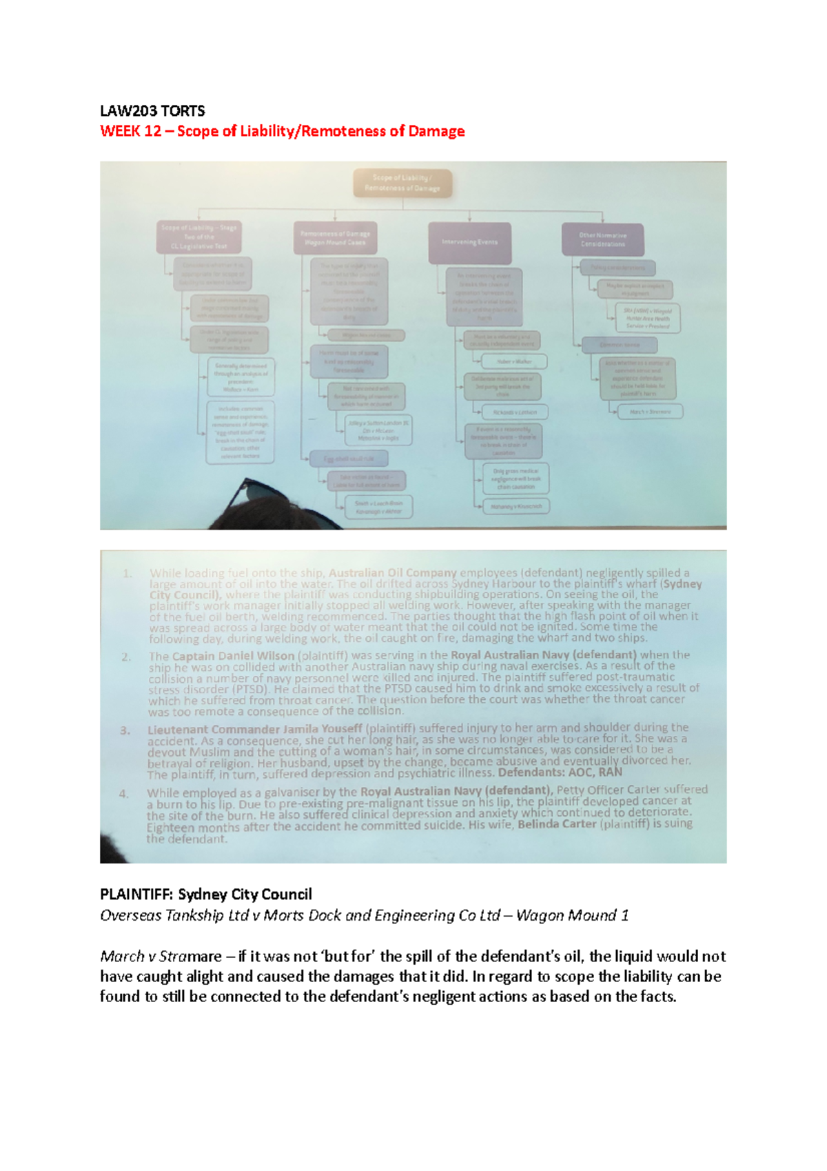 WEEK 12 - Scope of Liability:Remoteness of Damage - LAW203 TORTS WEEK 12 – Scope of - Studocu