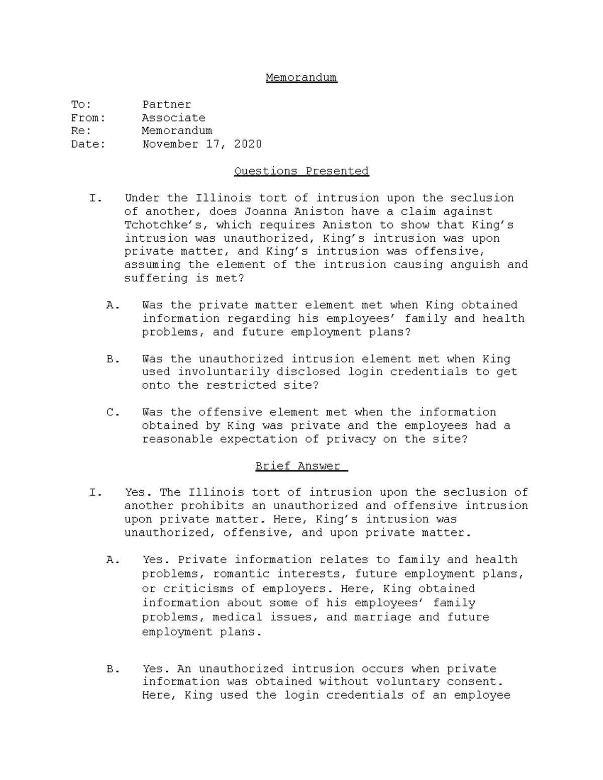 Memo 3 - This is an example of a more elaborated memorandum, with ...