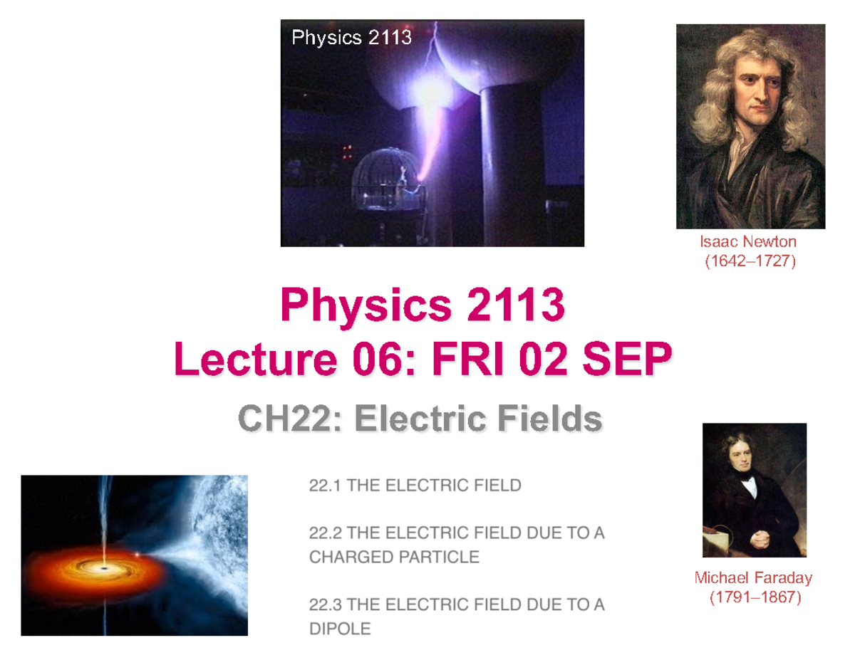 Lecture 6 CH21 - With examples - Physics 2113 Lecture 06: FRI 02 SEP ...
