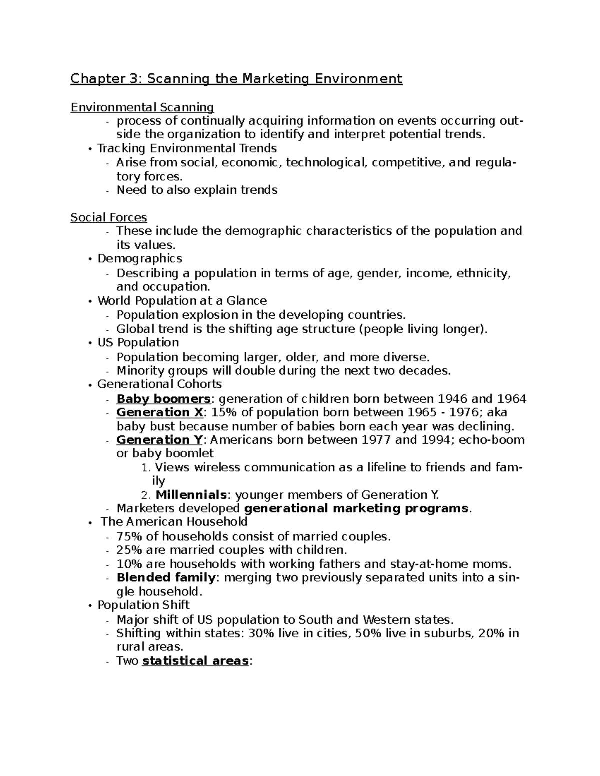 Chapter 3 Marketing - Chapter 3: Scanning the Marketing Environment ...