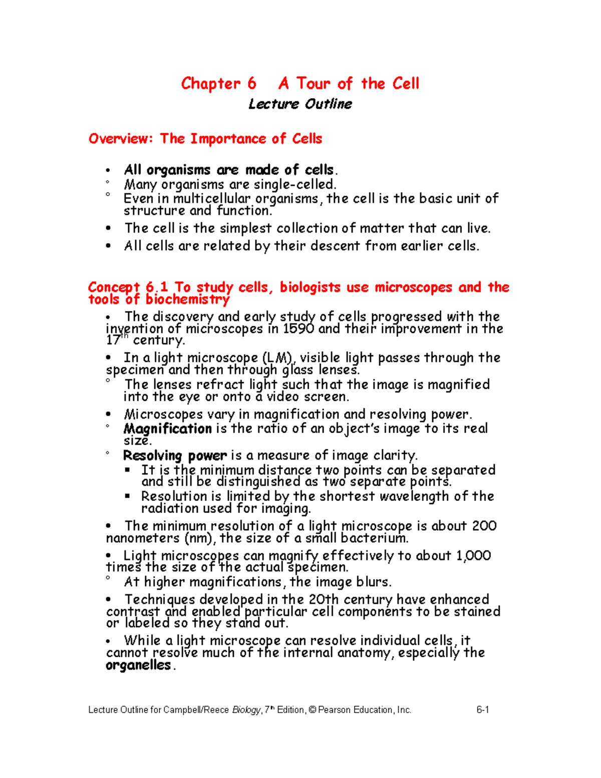 A tour of the cell - bio pov... - Chapter 6 A Tour of the Cell Lecture ...