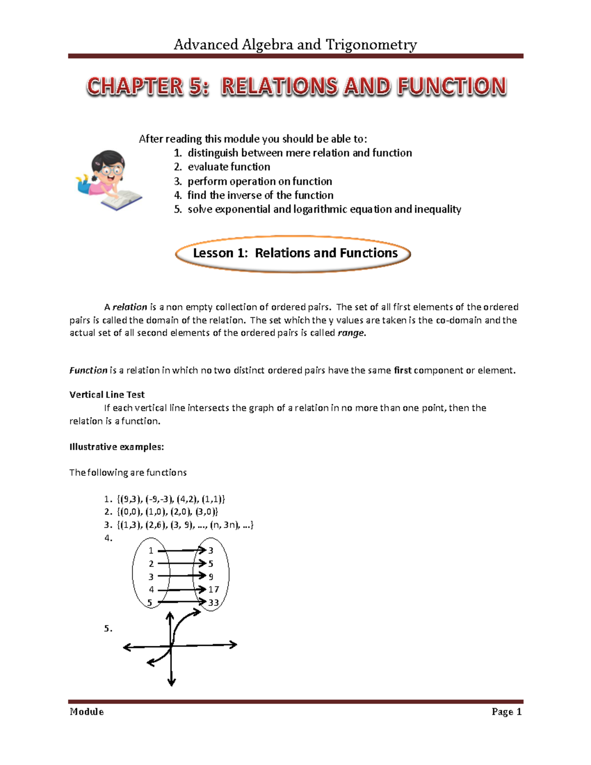 Chapter 5 Function AND Relation General - After reading this module you ...