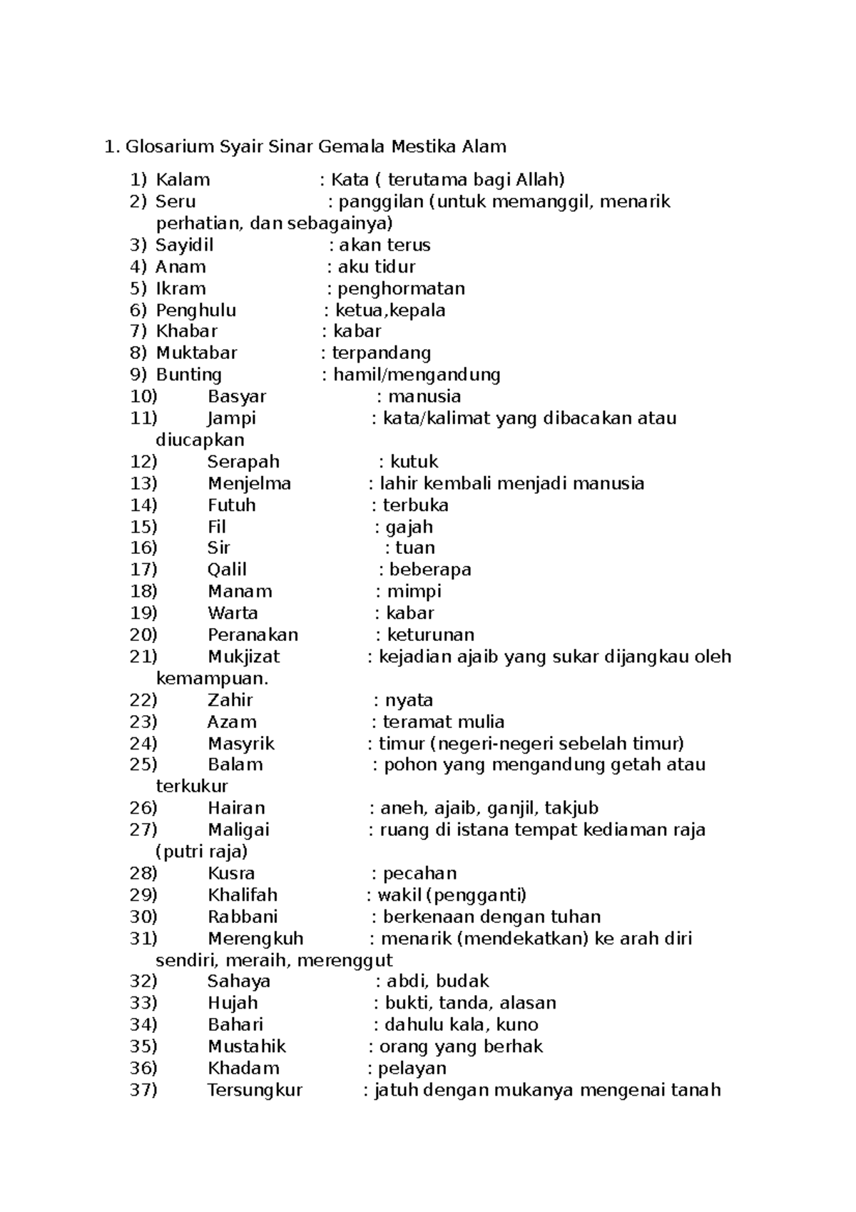 Glosarium Syair Sinar Gemala Mestika Alam - Glosarium Syair Sinar ...