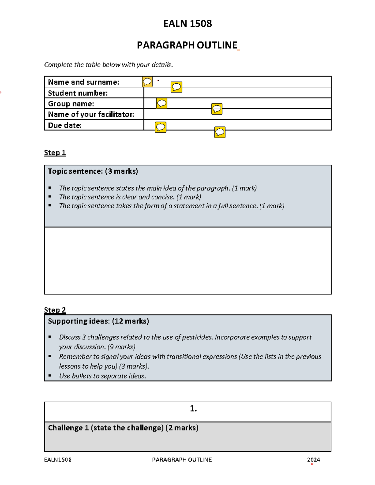 EALN 1508 Paragraph Outline - EALN1508 PARAGRAPH OUTLINE 2024 EALN 1508 ...