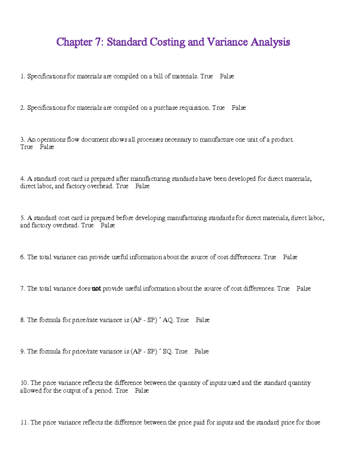Chapt-7 - Management Advisory Service - Chapter 7: Standard Costing and ...