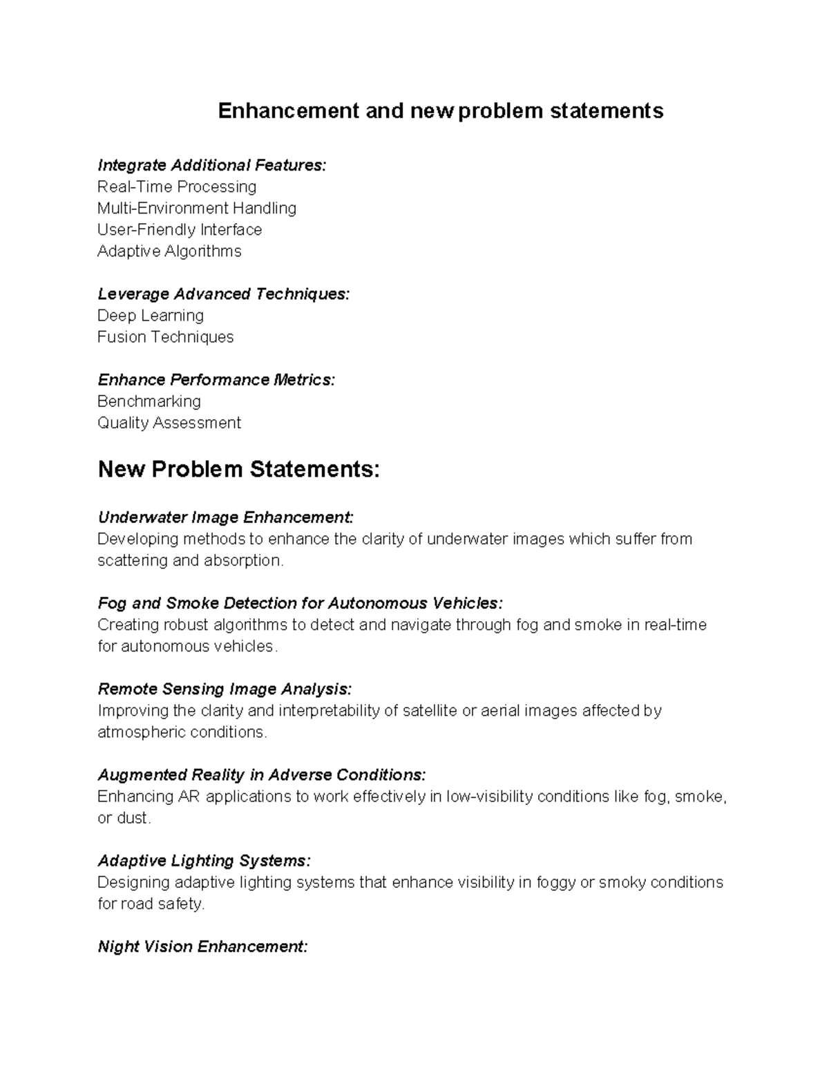 Enhancement and new problem statements - Enhancement and new problem ...