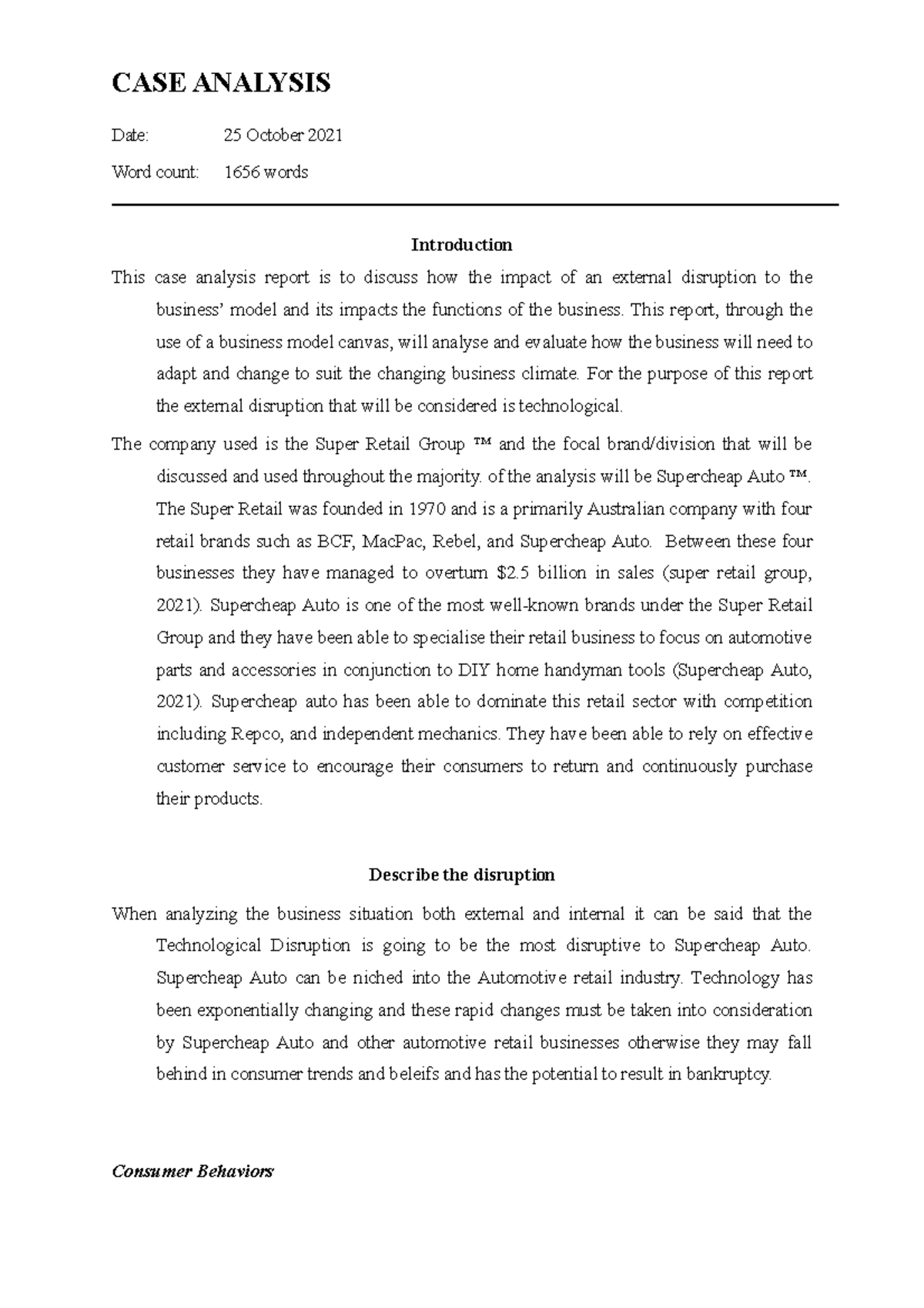 Final Case Analysis - ASSIGNMENT GRADE _ - CASE ANALYSIS Date: 25 ...