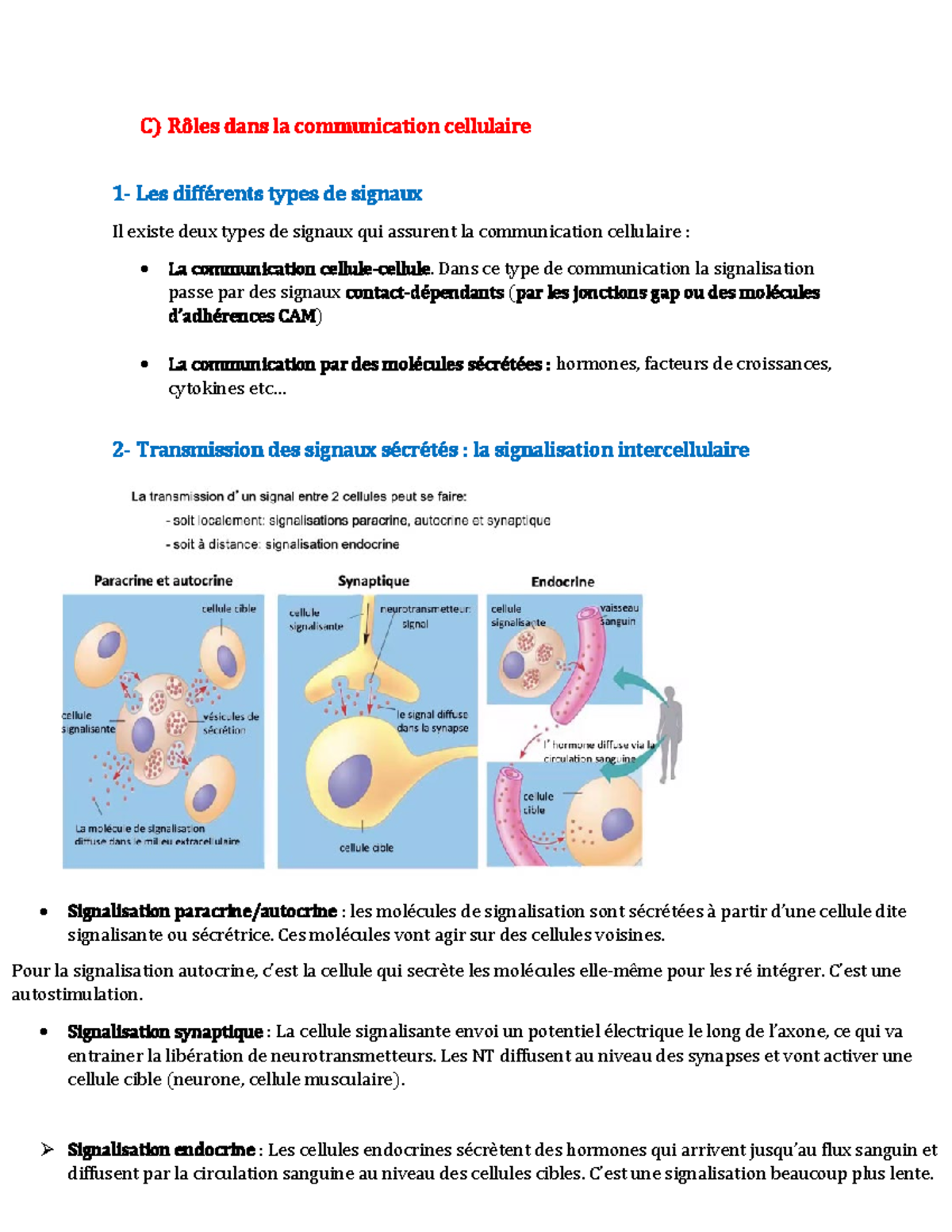 6- Rôles de la membrane, communication cellulaire - C)Rôles dans la ...