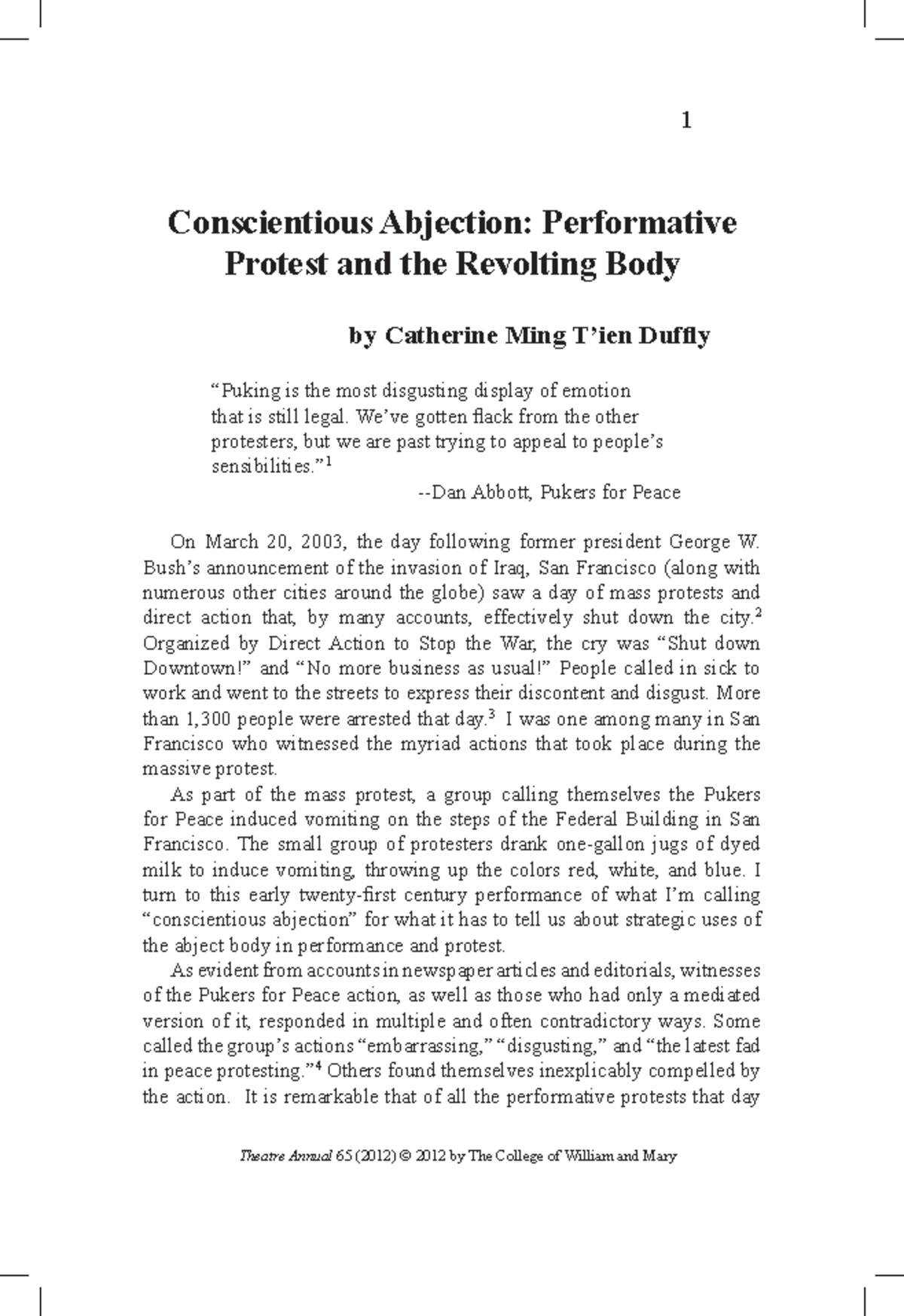 Conscientious Abjection: Performative Protest and the Revolting Body by ...
