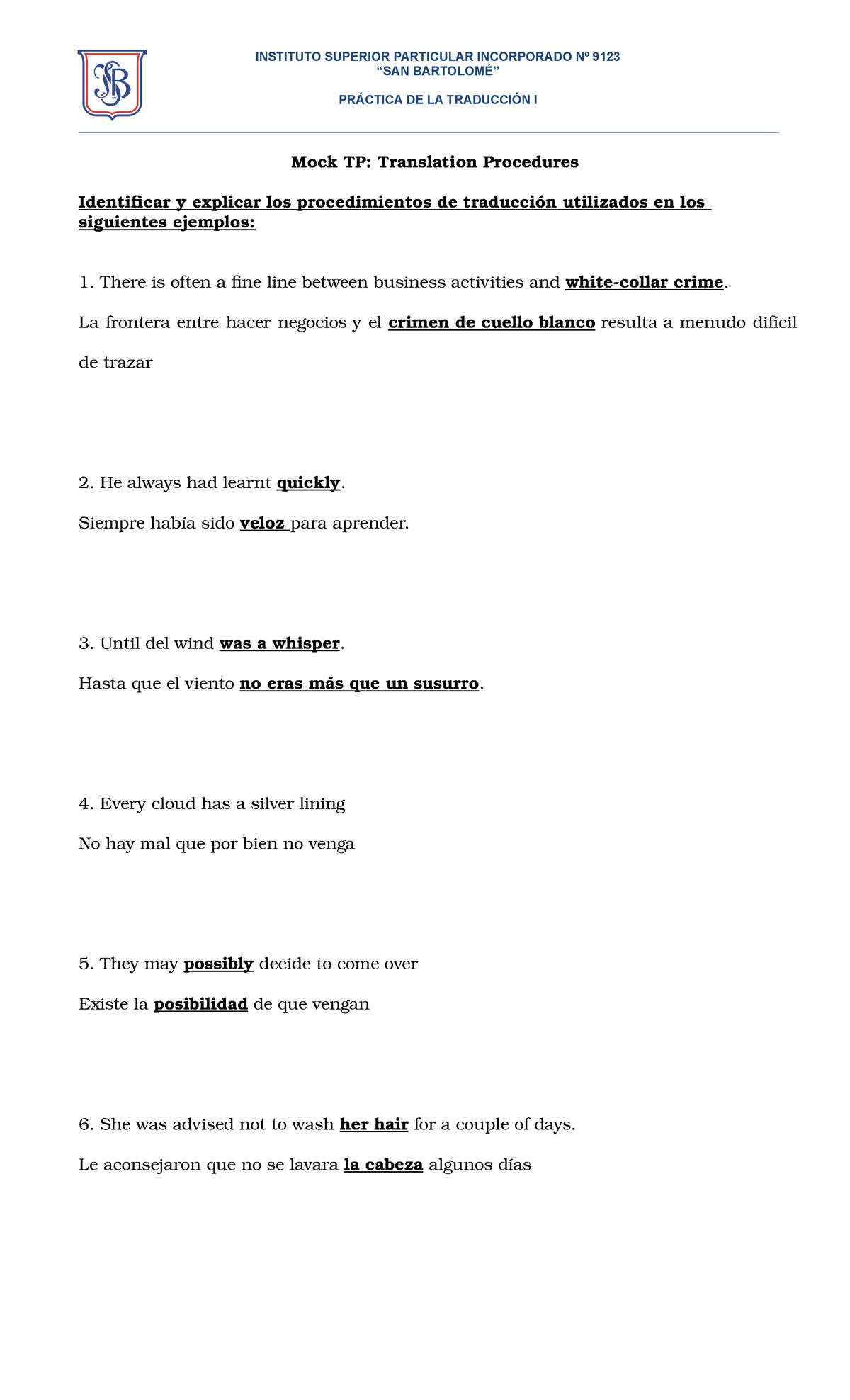 33 TP MOCK translation procedures - Traducción I: Historia de la ...