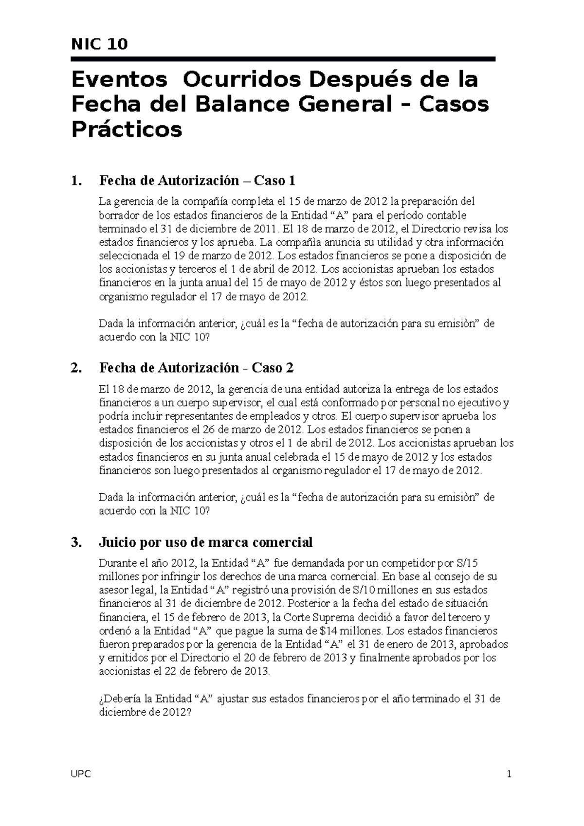 4. NIC 10 (casos prácticos) PC1 2022-1 UPC CONTABILIDAD Y ...