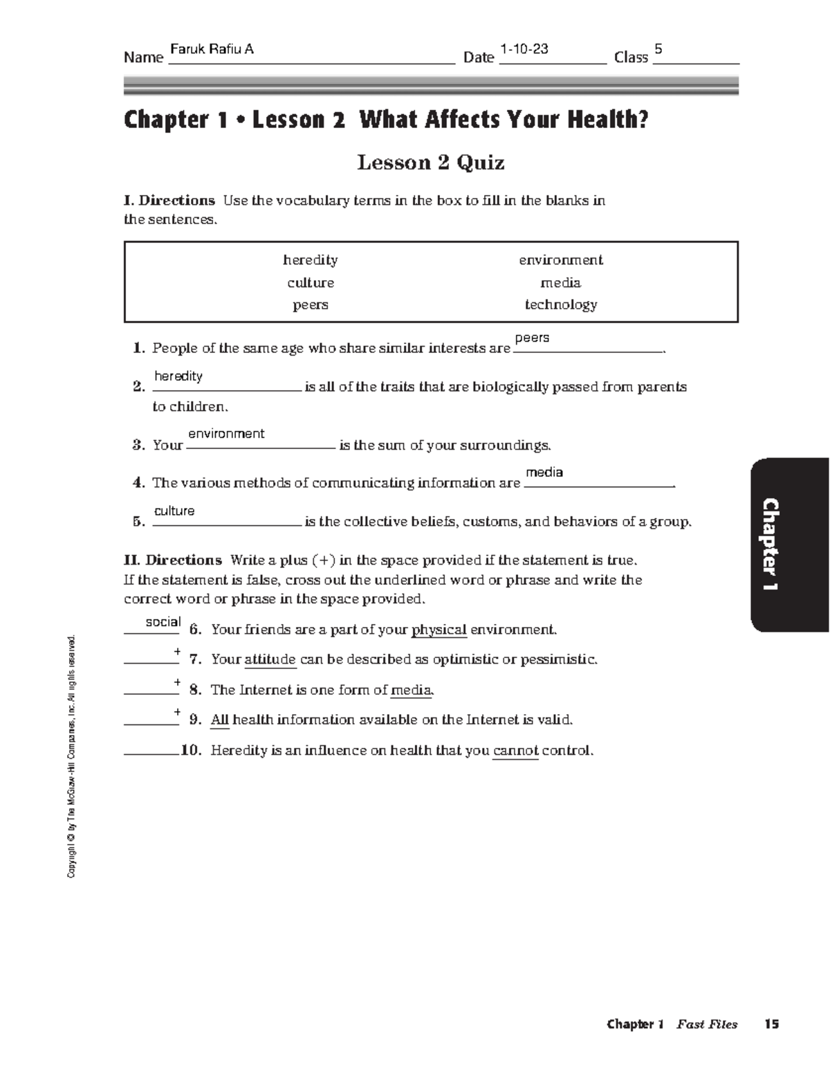 Quize 2 - help you learn - Copyright © by The McGraw-Hill Companies ...
