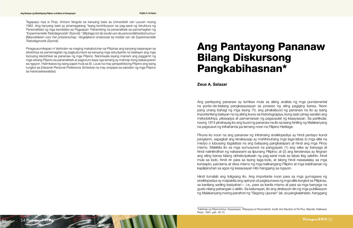 Ang Pantayong Pananaw Bilang Diskursong Pangkabihasnan - Dr. Zeus A ...