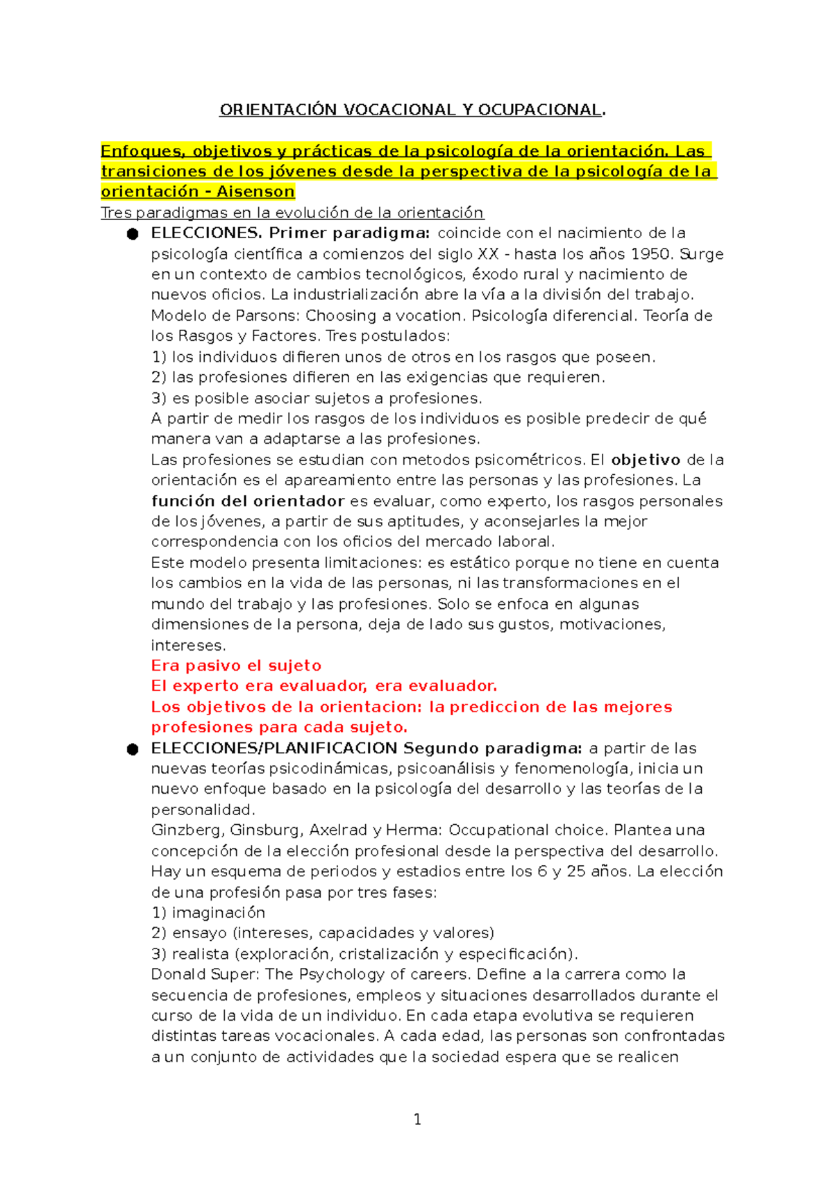 Resumen Orientacion Vocacional - ORIENTACIÓN VOCACIONAL Y OCUPACIONAL ...